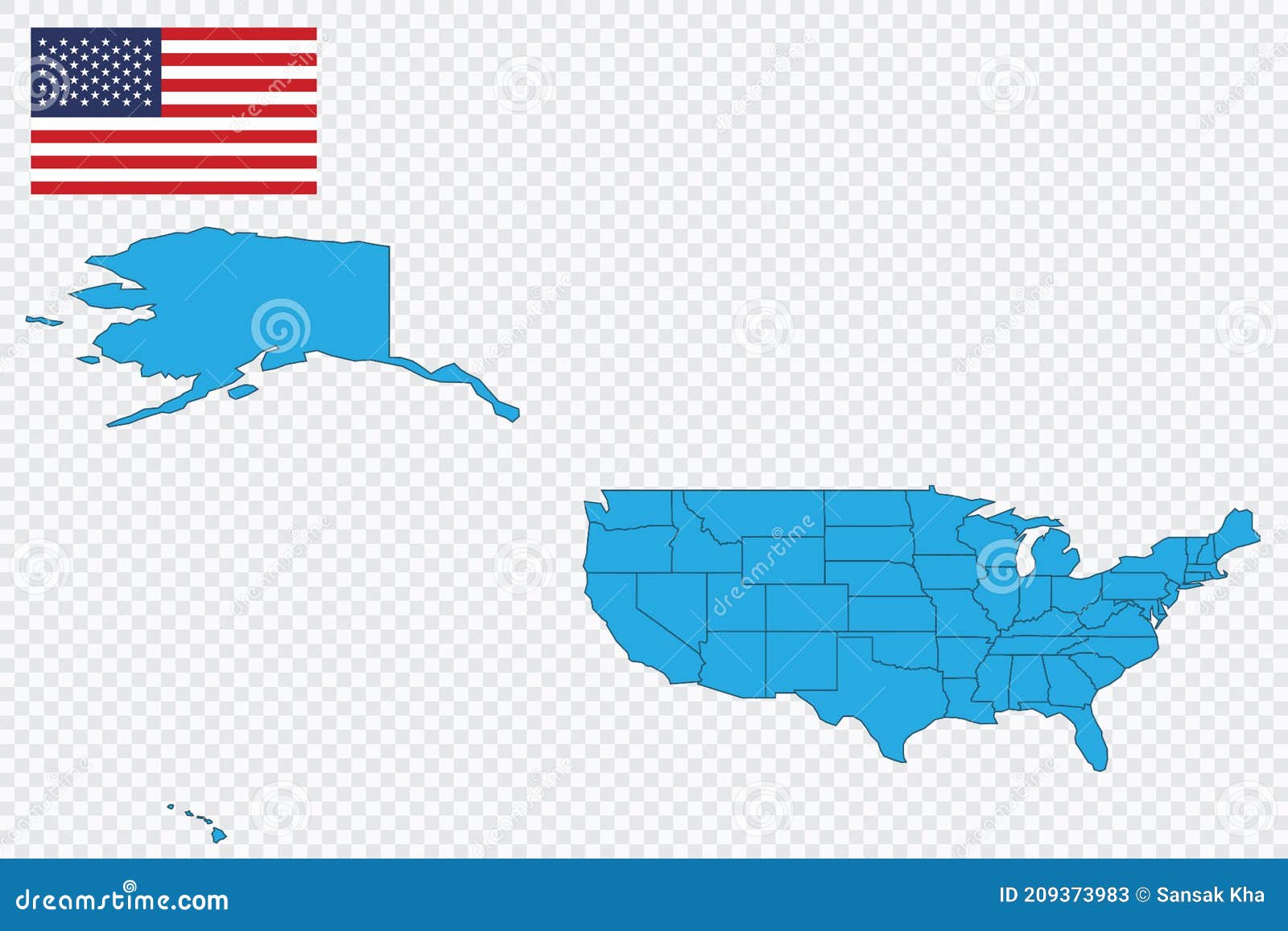 Usa Mercator Map With Flag. Cartoon Vector | CartoonDealer.com #177040687