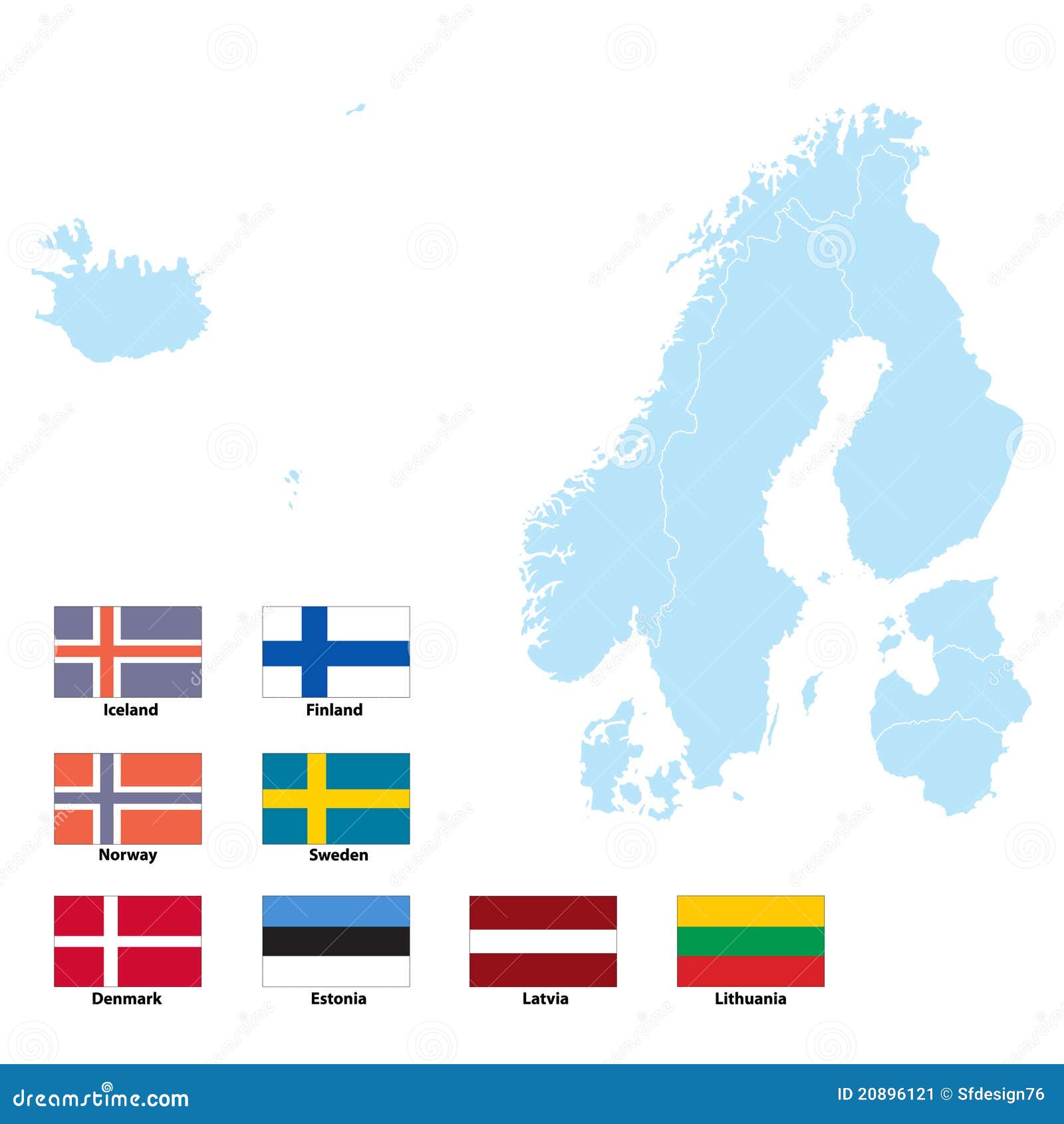 Map and Flags of North Europe Stock Vector - Illustration of denmark ...