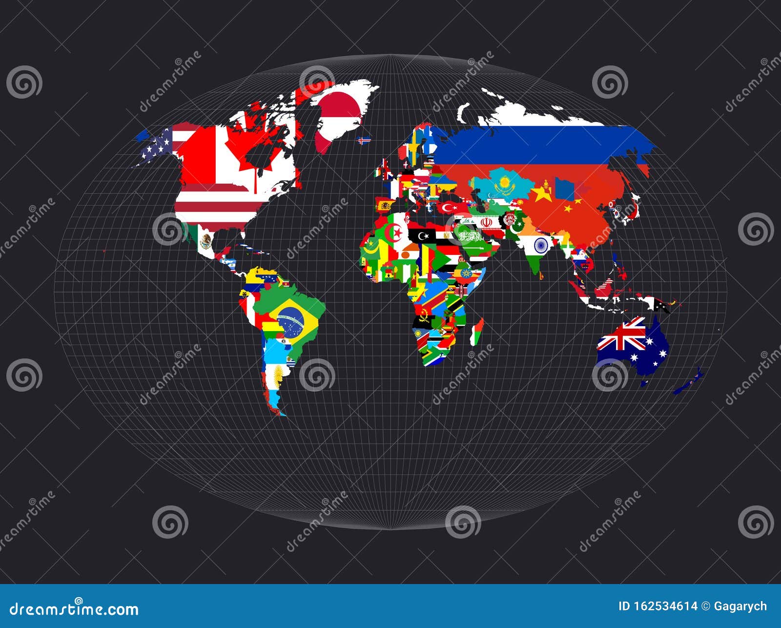 Map with Flagsofallcountries of the World. Stock Vector - Illustration ...