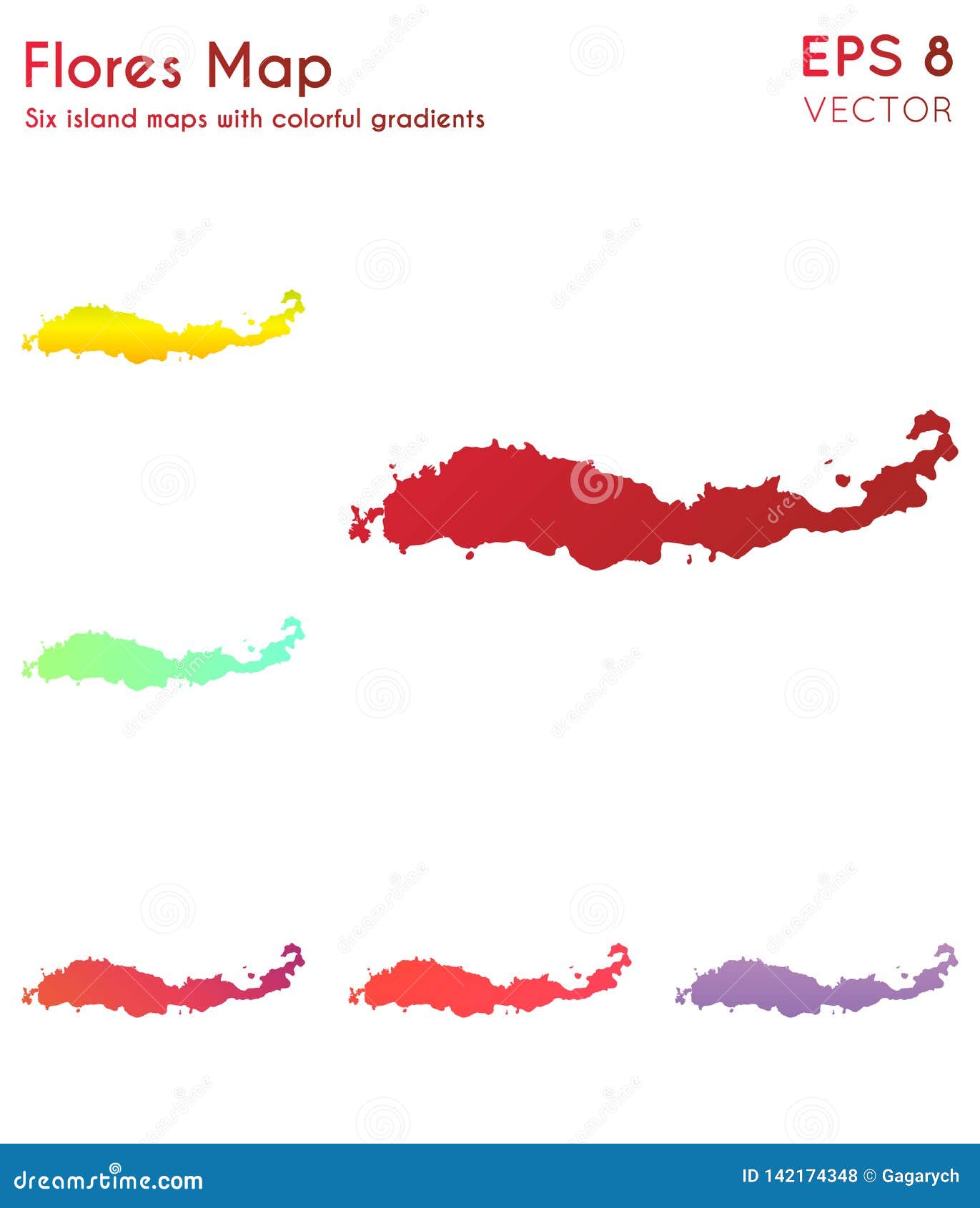 Map of Flores with Beautiful Gradients. Stock Vector - Illustration of ...