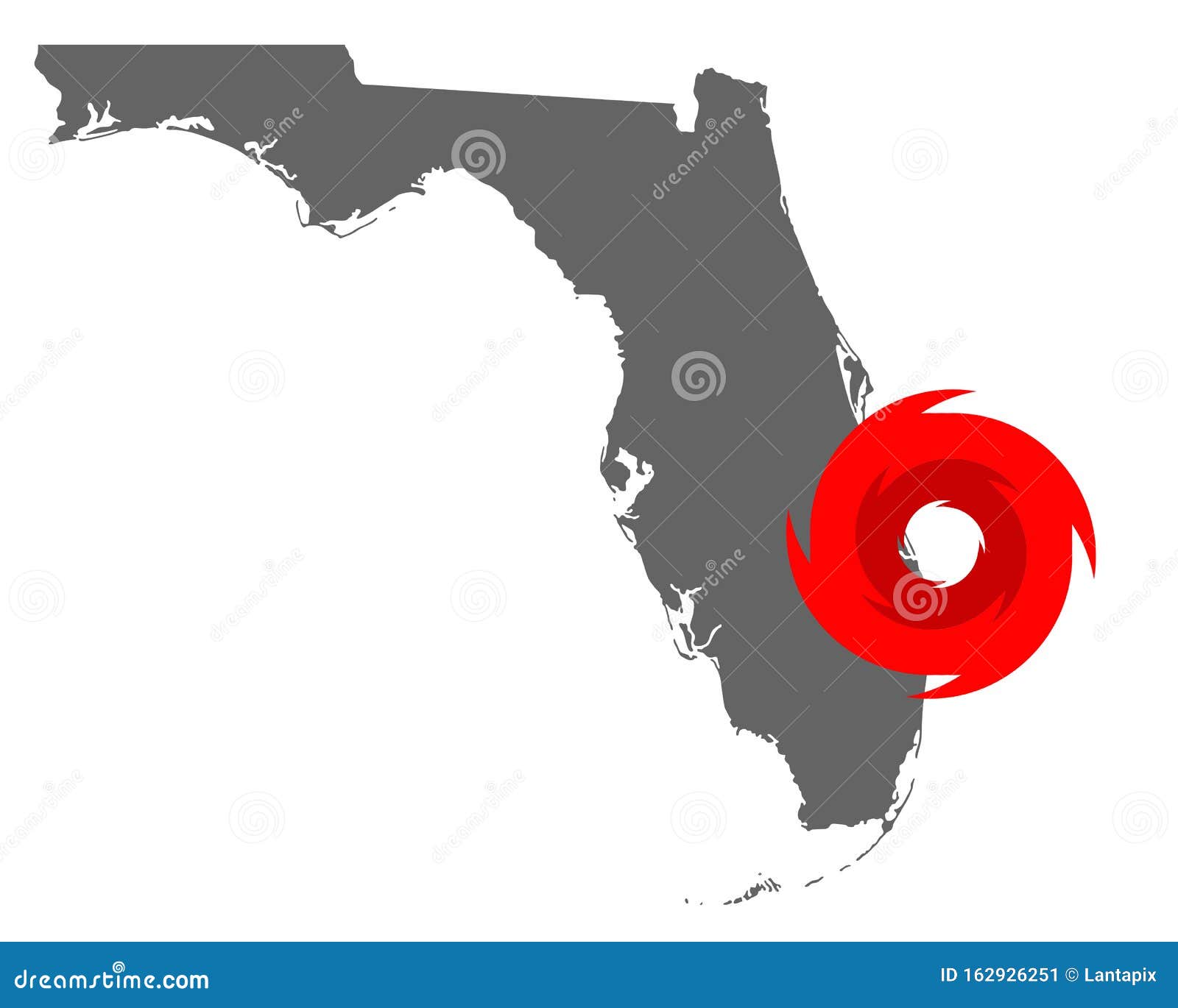 Map of Florida and Hurricane Symbol Stock Vector - Illustration of ...