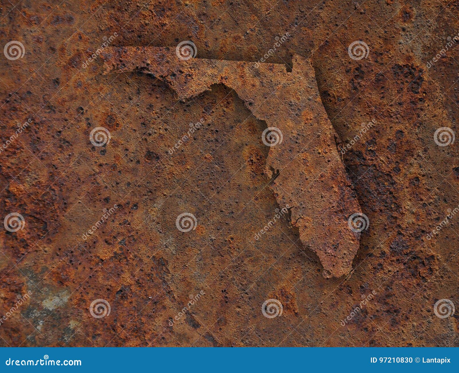Map of Florida on Rusty Metal Stock Photo - Image of state, rusty: 97210830
