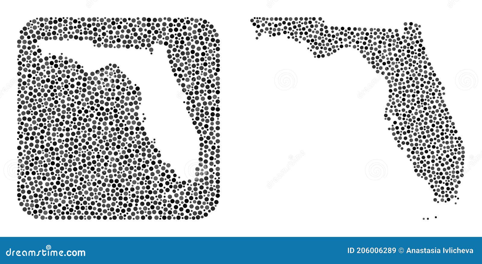 Map of Florida State - Dotted Collage with Subtracted Space Stock ...