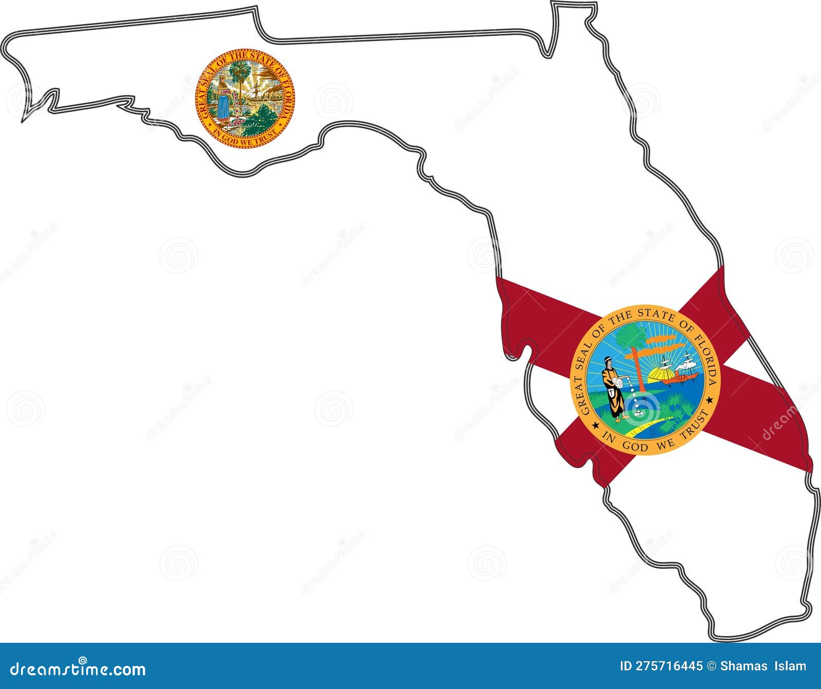 Map of Florida State USA Illustration Vector Stock Vector ...
