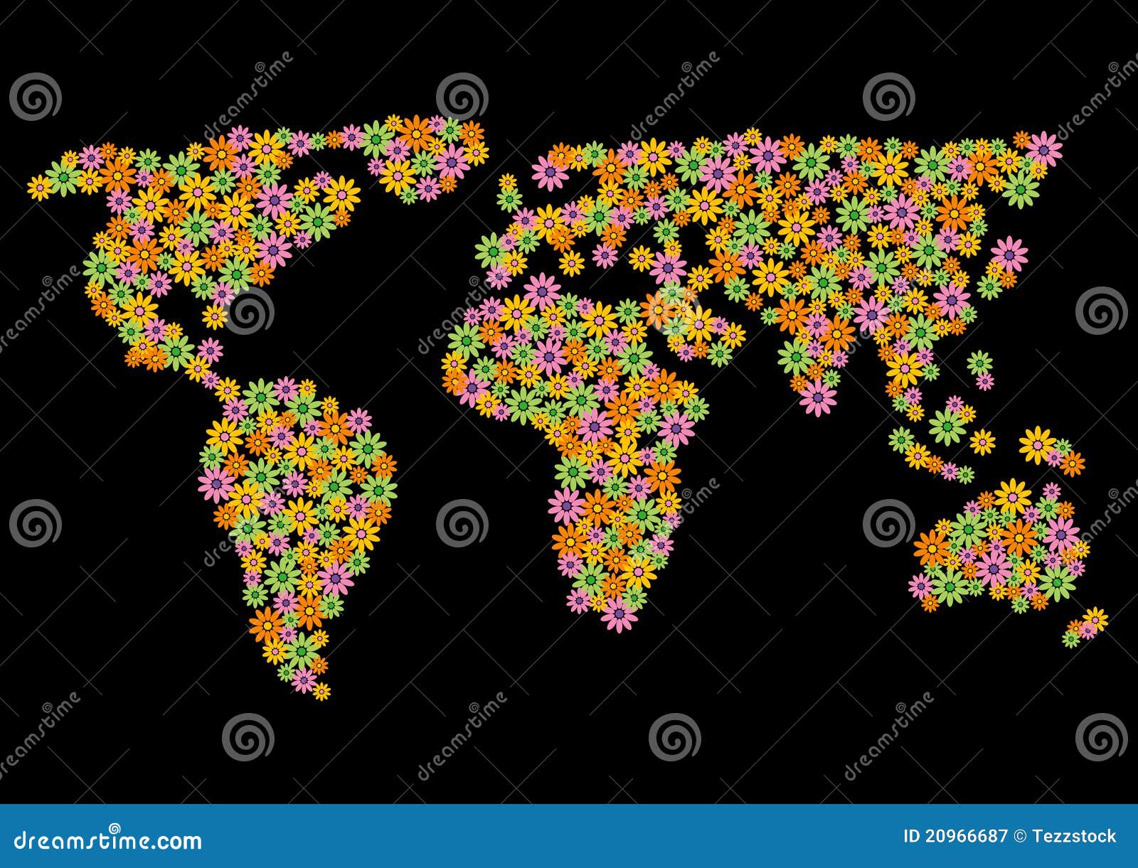 Map of flowers stock vector. Illustration of bright, pretty - 20966687