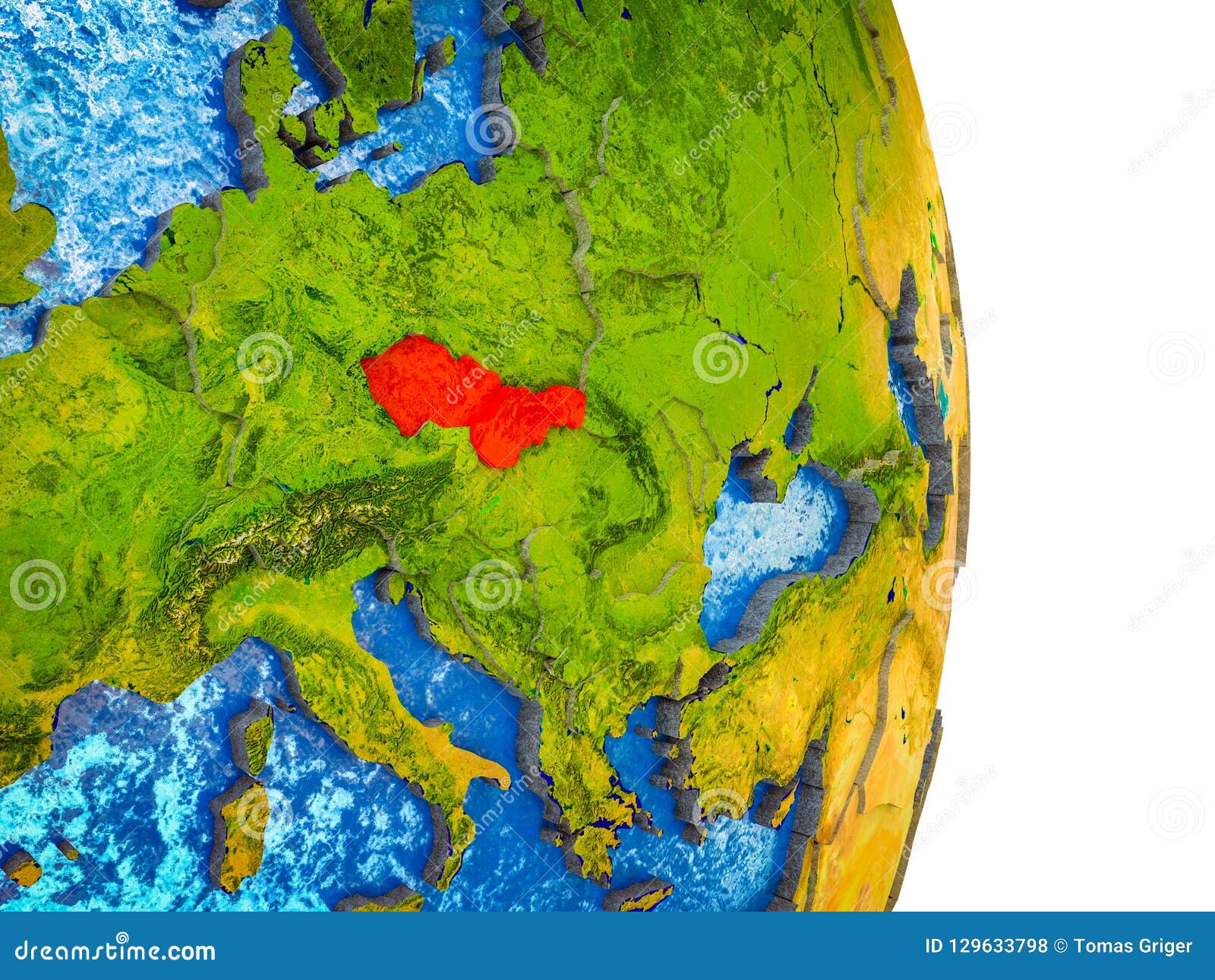 Map of Former Czechoslovakia on 3D Earth Stock Illustration ...