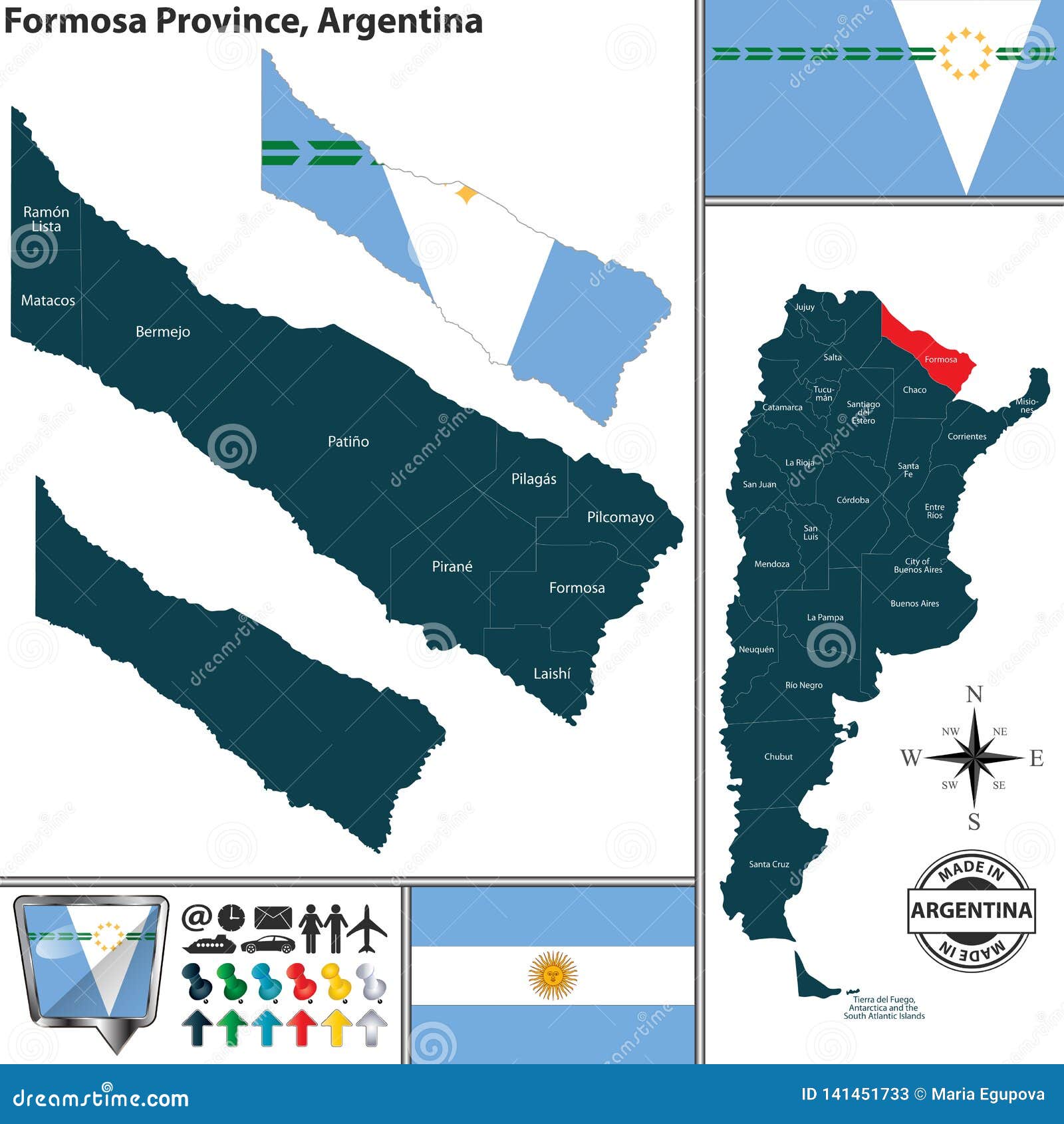 Map of Formosa Province, Argentina Stock Vector - Illustration of ...