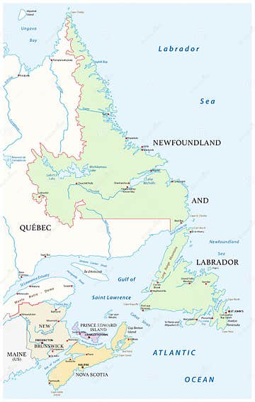 Map of the Four Canada Atlantic Provinces Stock Vector - Illustration ...