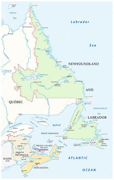 Map of the Four Canada Atlantic Provinces Stock Vector - Illustration ...
