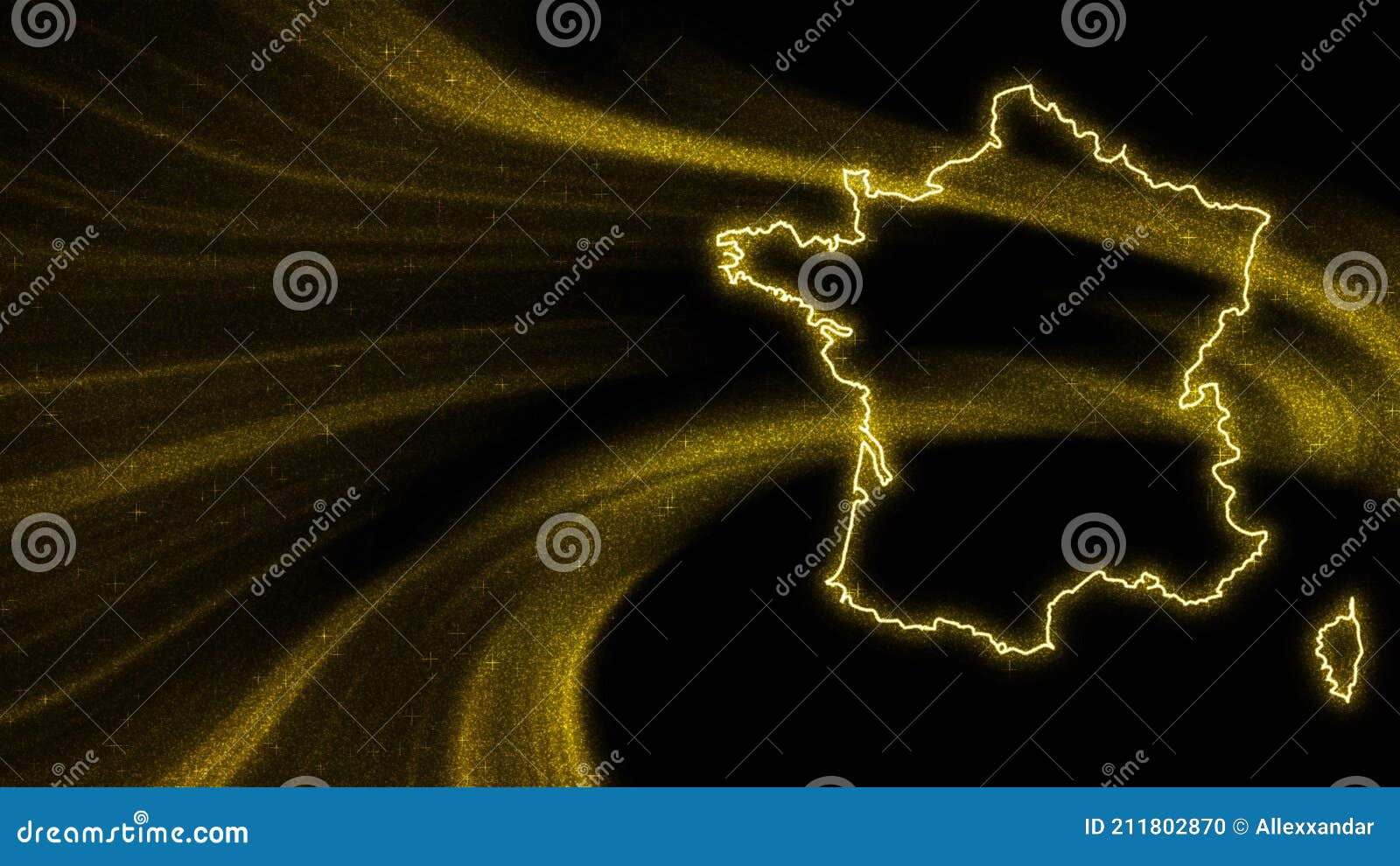 Map of France, Gold Glitter Map Stock Illustration - Illustration of ...