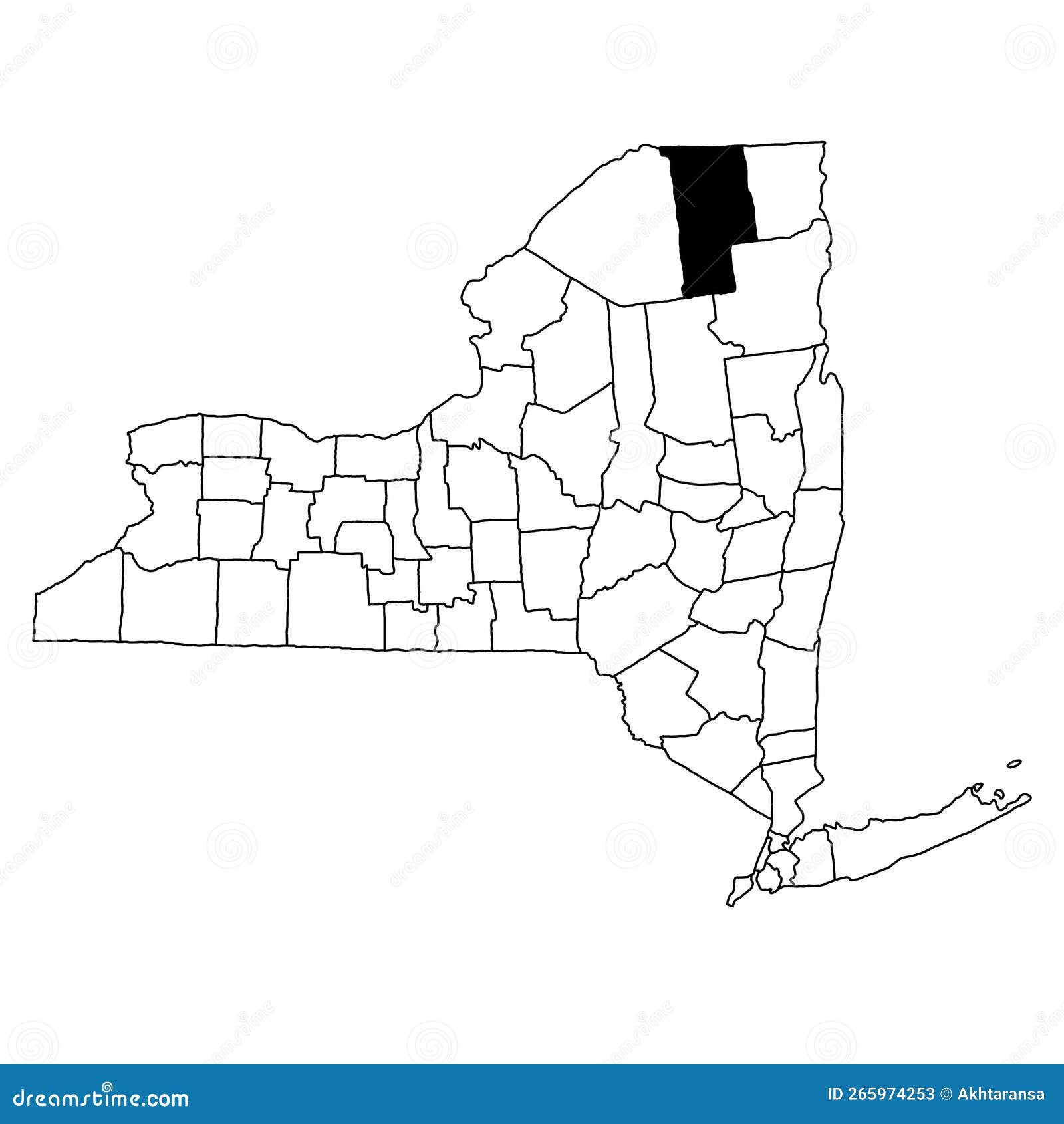 Map of Franklin County in New York State on White Background. Single ...