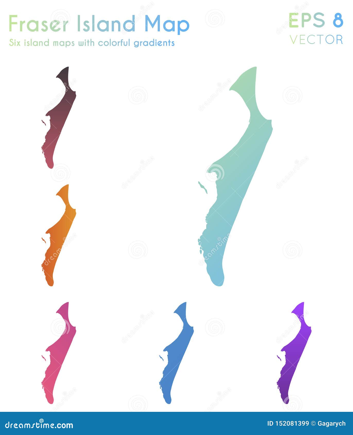 Map of Fraser Island with Beautiful Gradients. Stock Vector ...