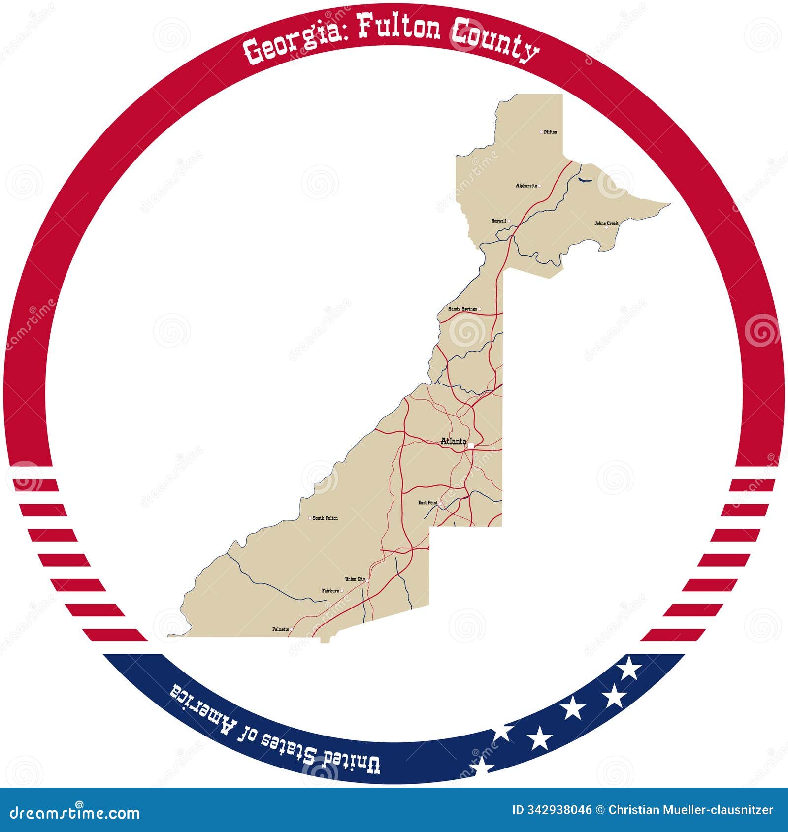 Map Of Fulton County In Pennsylvania State On White Background. Single ...