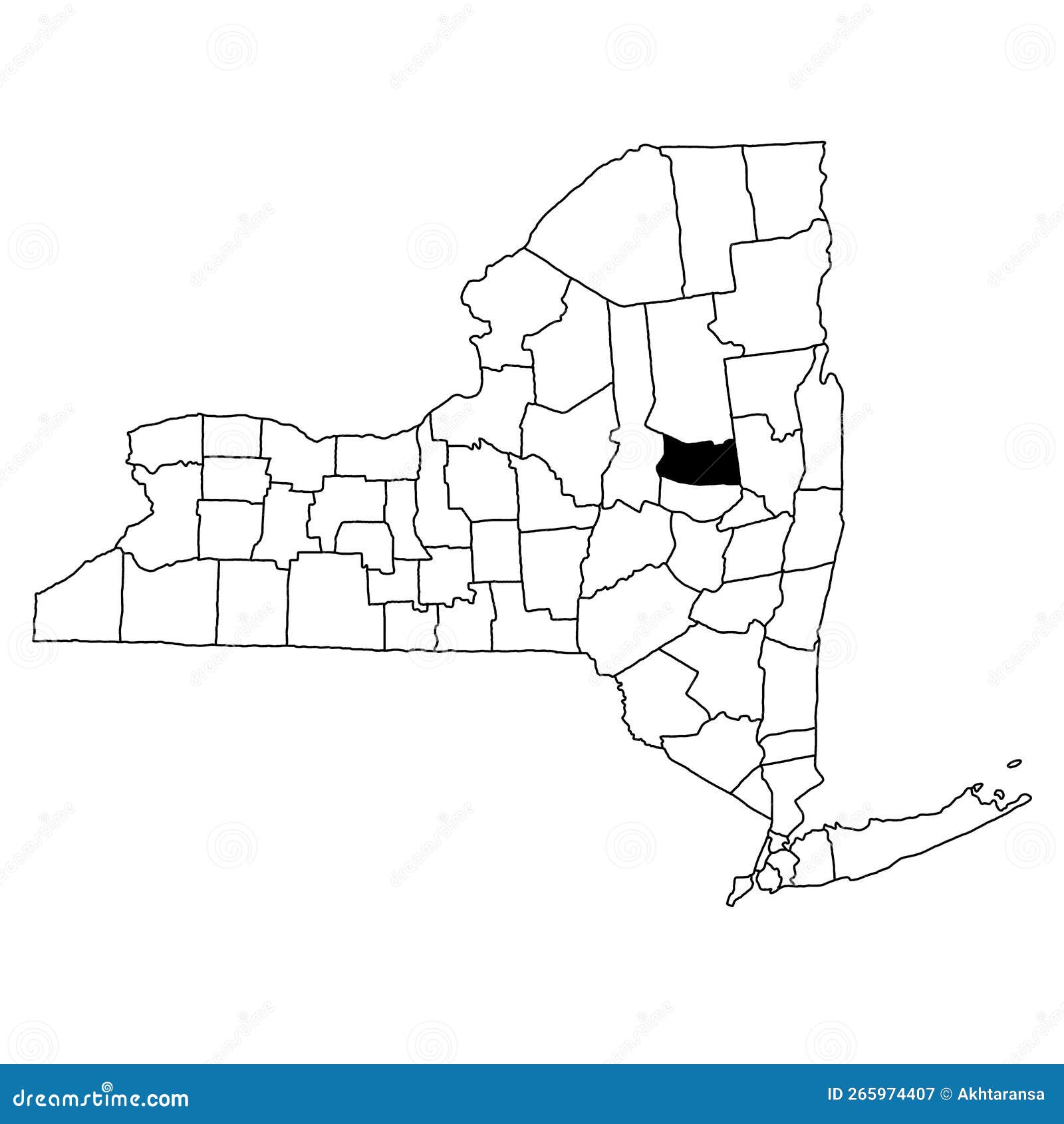 Map of Fulton County in New York State on White Background. Single ...