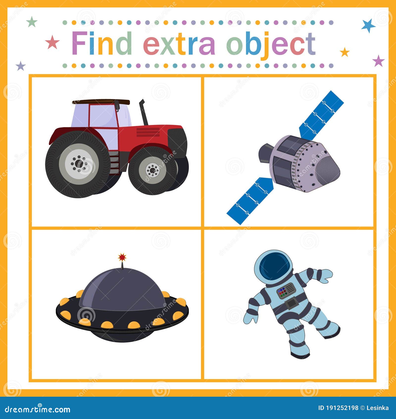 Find an Extra Object Theme Space and Earth Objects Stock Vector ...