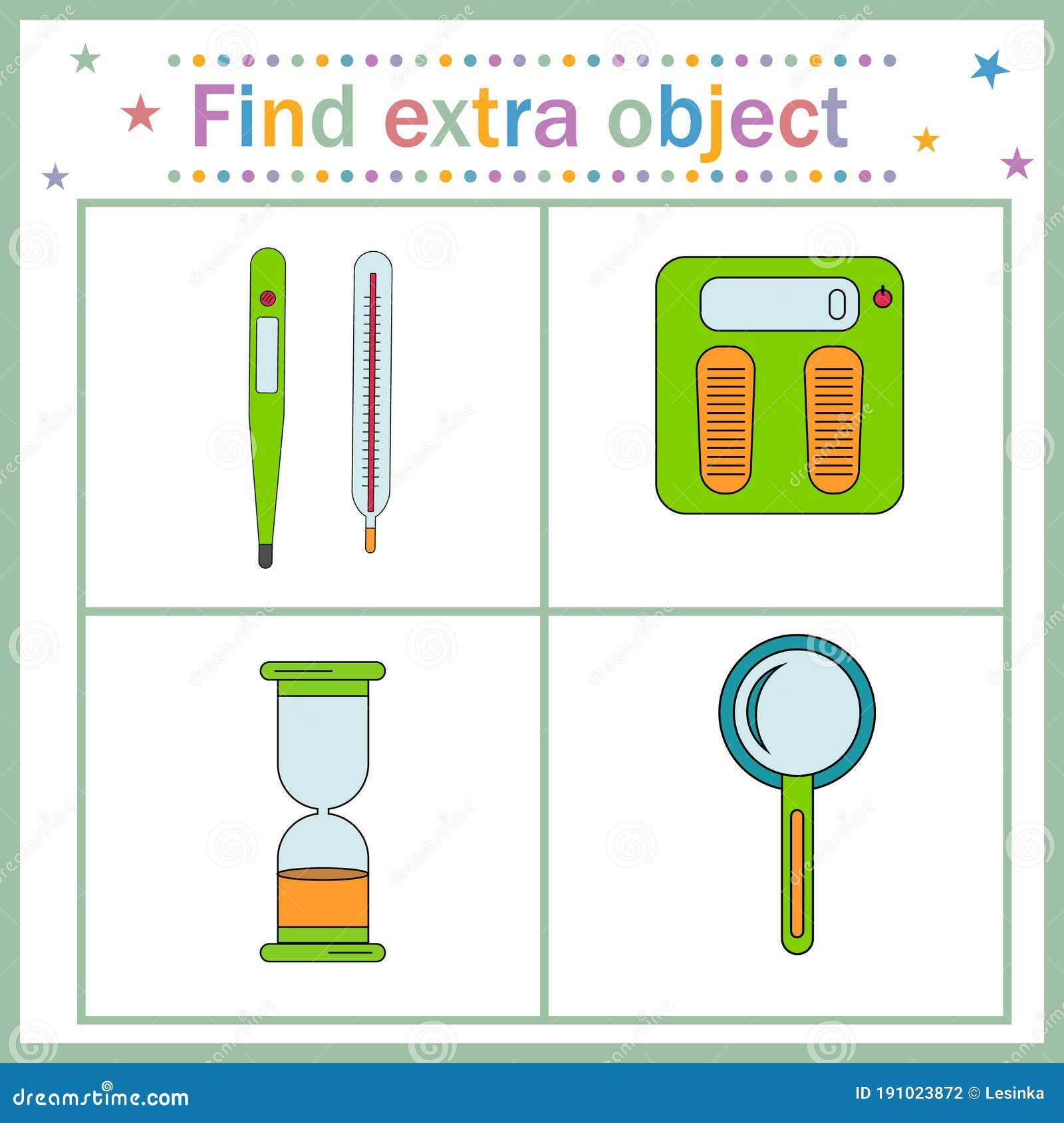 Find Extra Object. Educational Activity Worksheet For Kids And Toddlers ...