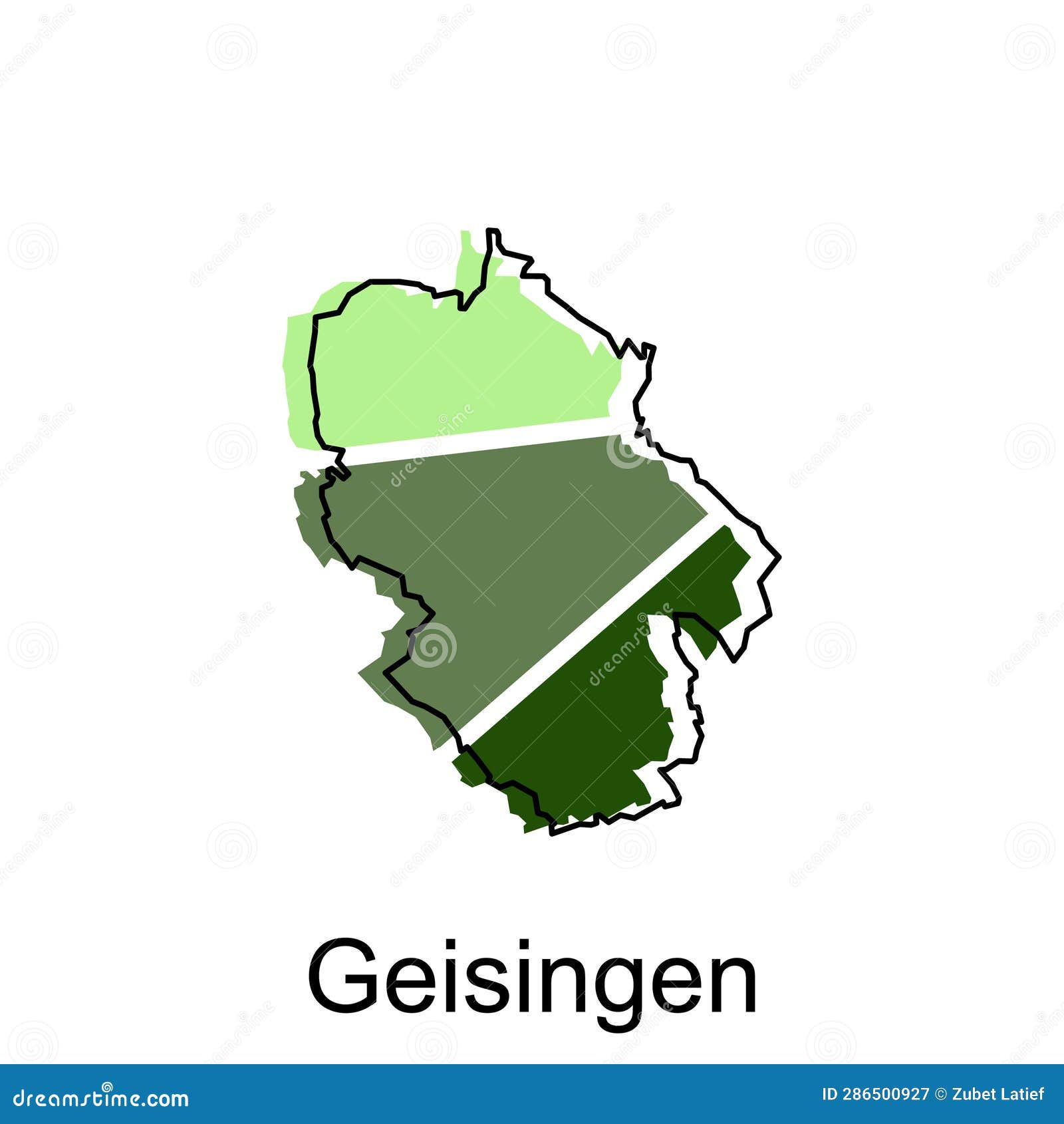 Map of Geisingen Design Template, Geometric with Outline Illustration ...