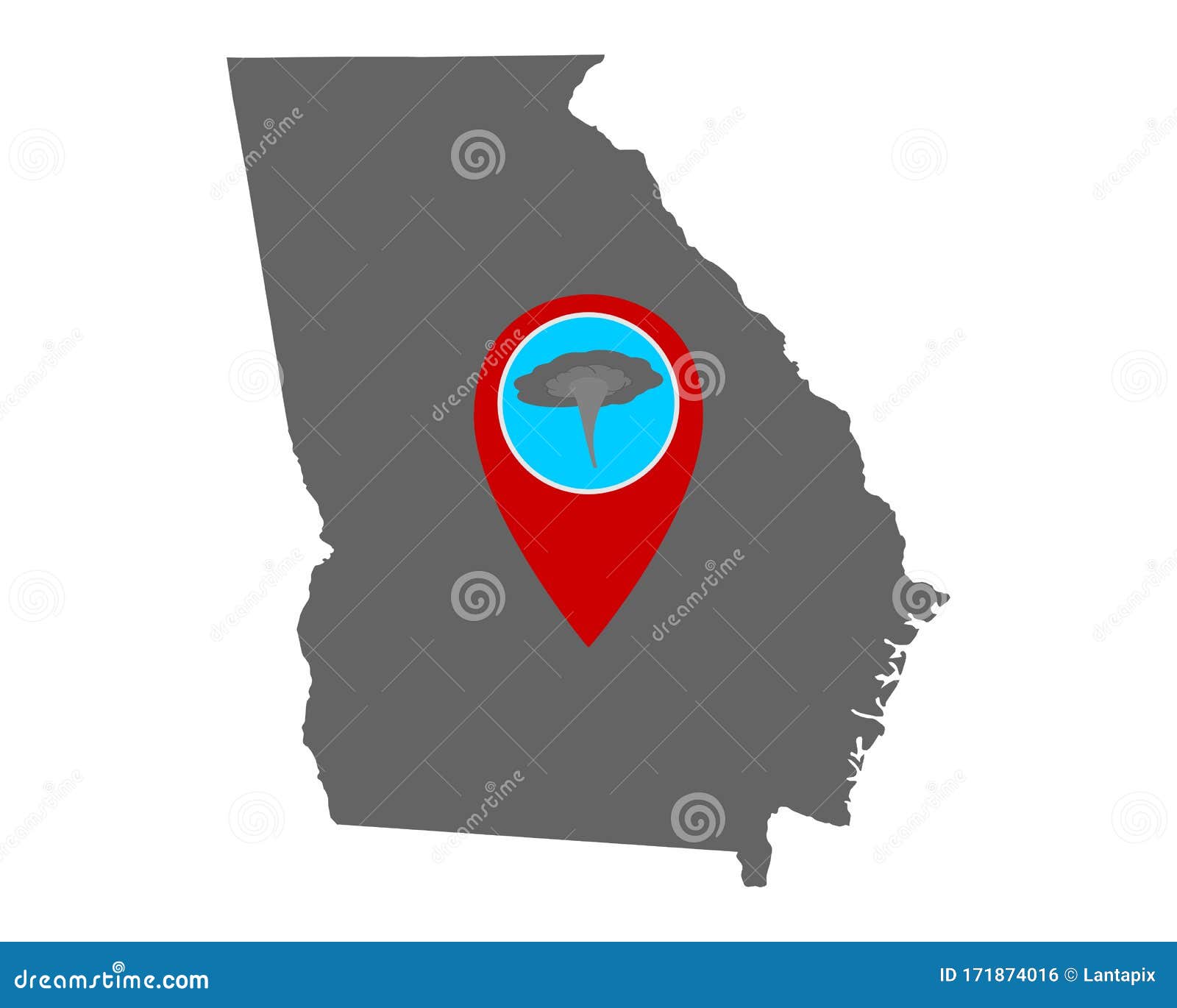 Map of Georgia and Pin Tornado Warning Stock Vector - Illustration of ...