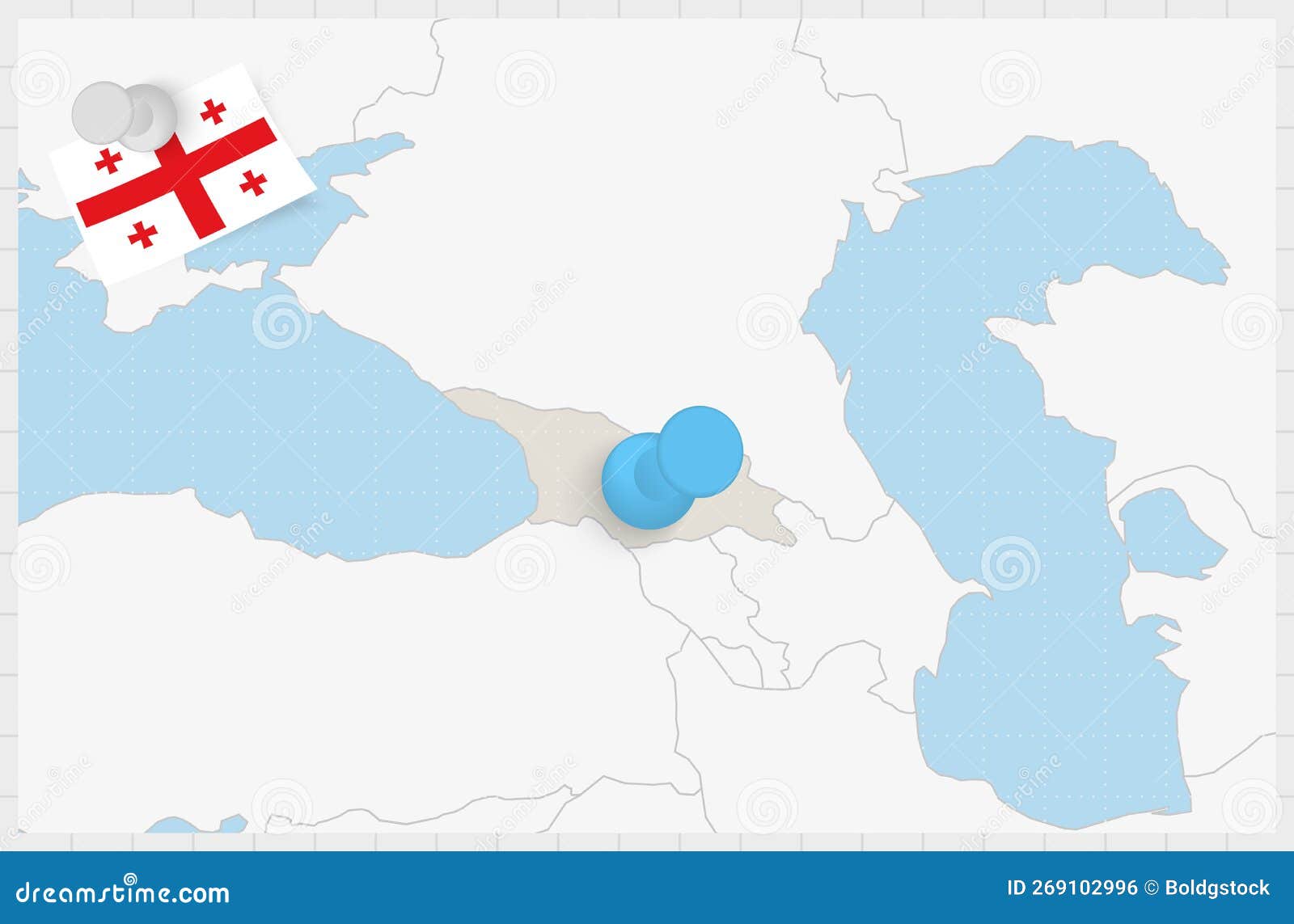 Map of Georgia with a Pinned Blue Pin. Pinned Flag of Georgia Stock ...