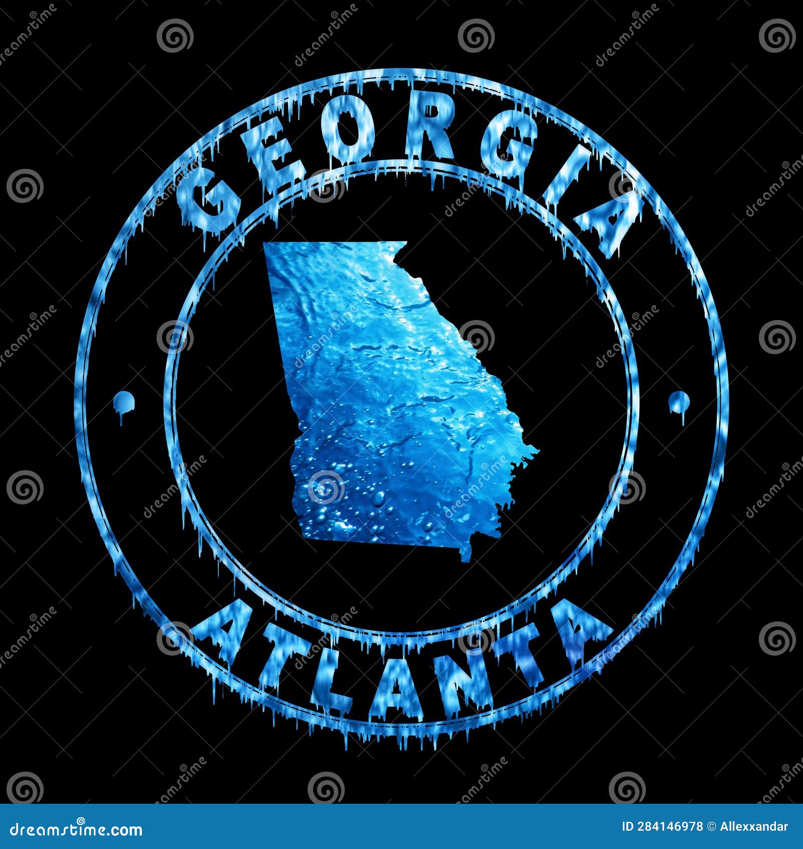 Map of Georgia Water Concept Stock Illustration - Illustration of ...