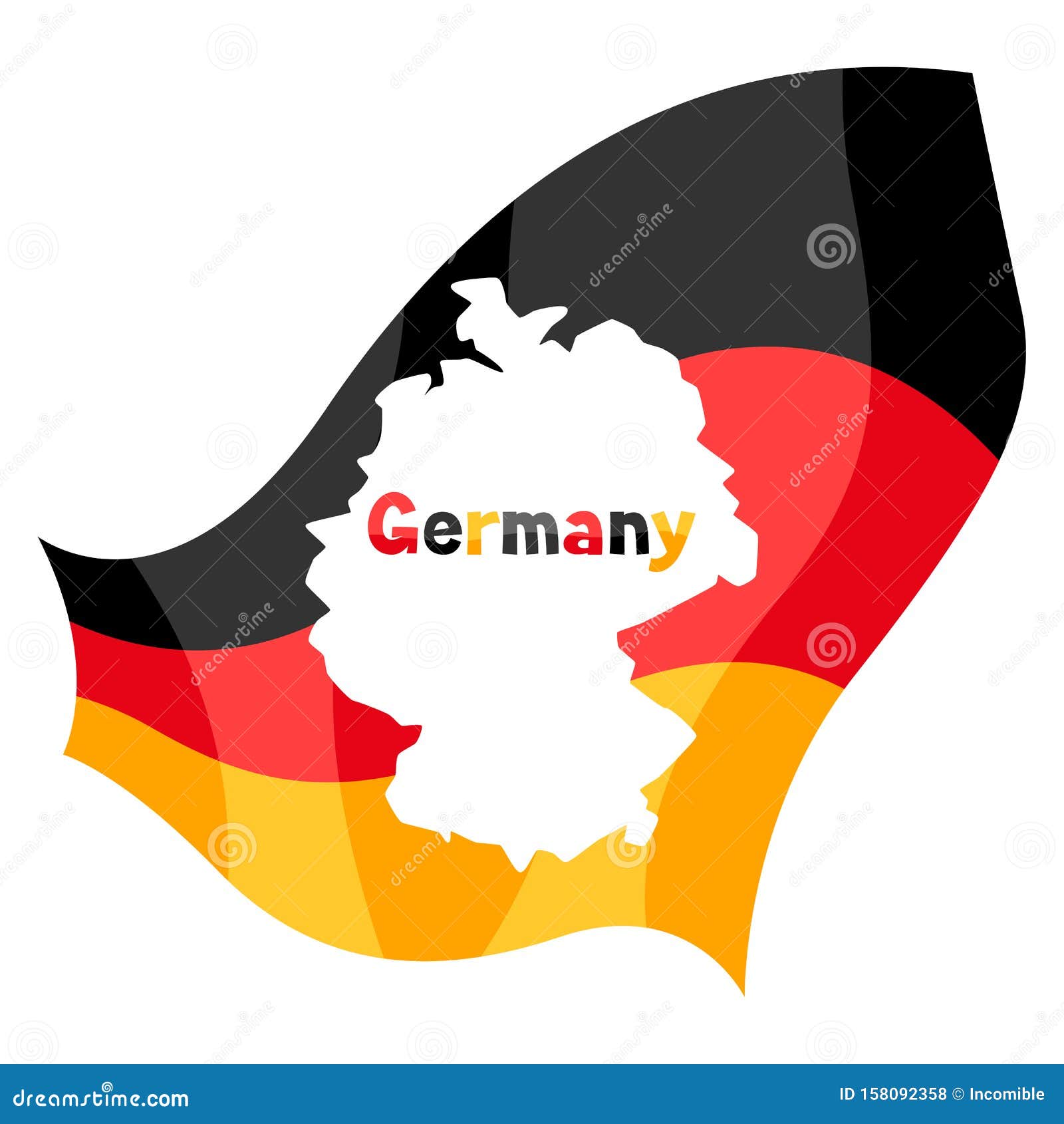 Map in the German flag. stock vector. Illustration of german - 158092358