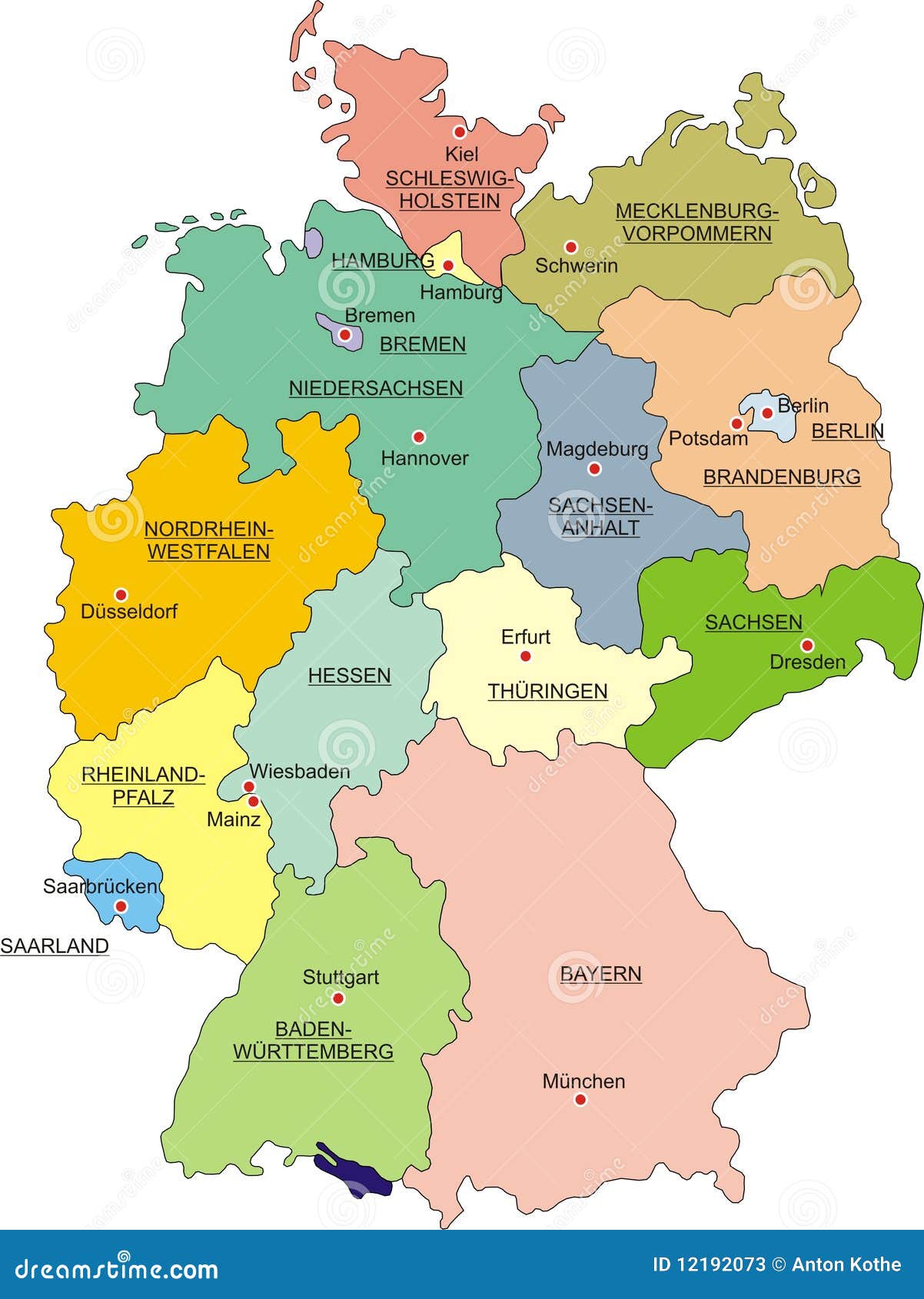 Map of Germany stock vector. Illustration of frontier - 12192073