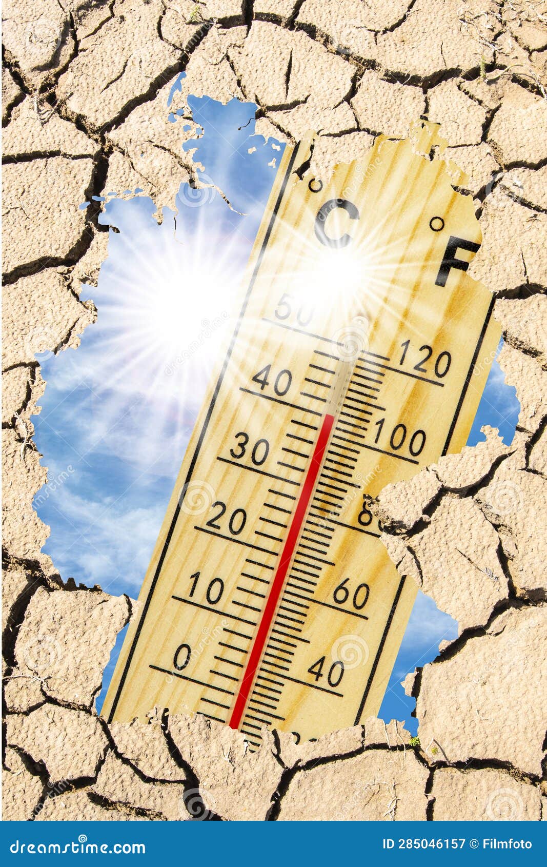 Map of Germany As Symbol for Heat and Dryness and Climate Change. Stock ...