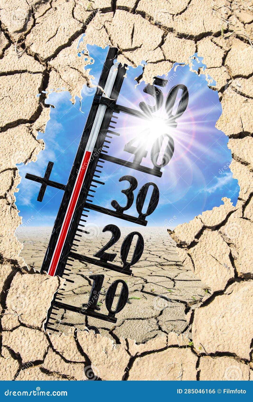Map of Germany As Symbol for Heat and Dryness and Climate Change. Stock ...