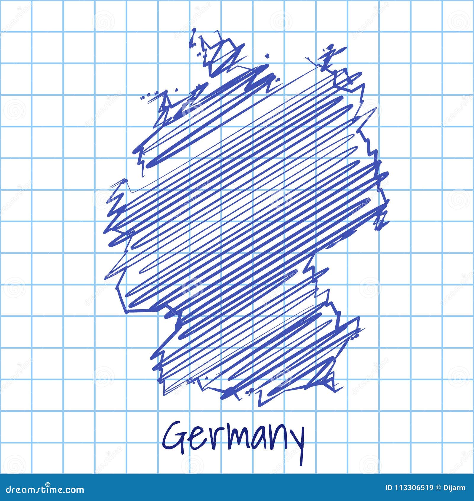 Map of Germany, Blue Sketch Abstract Background Stock Illustration ...