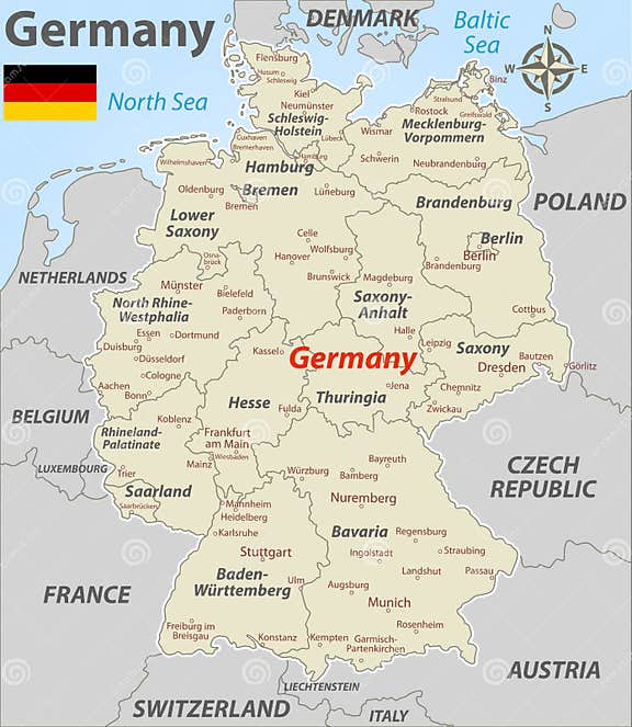 Map of Germany with Cities stock vector. Illustration of rhineland ...