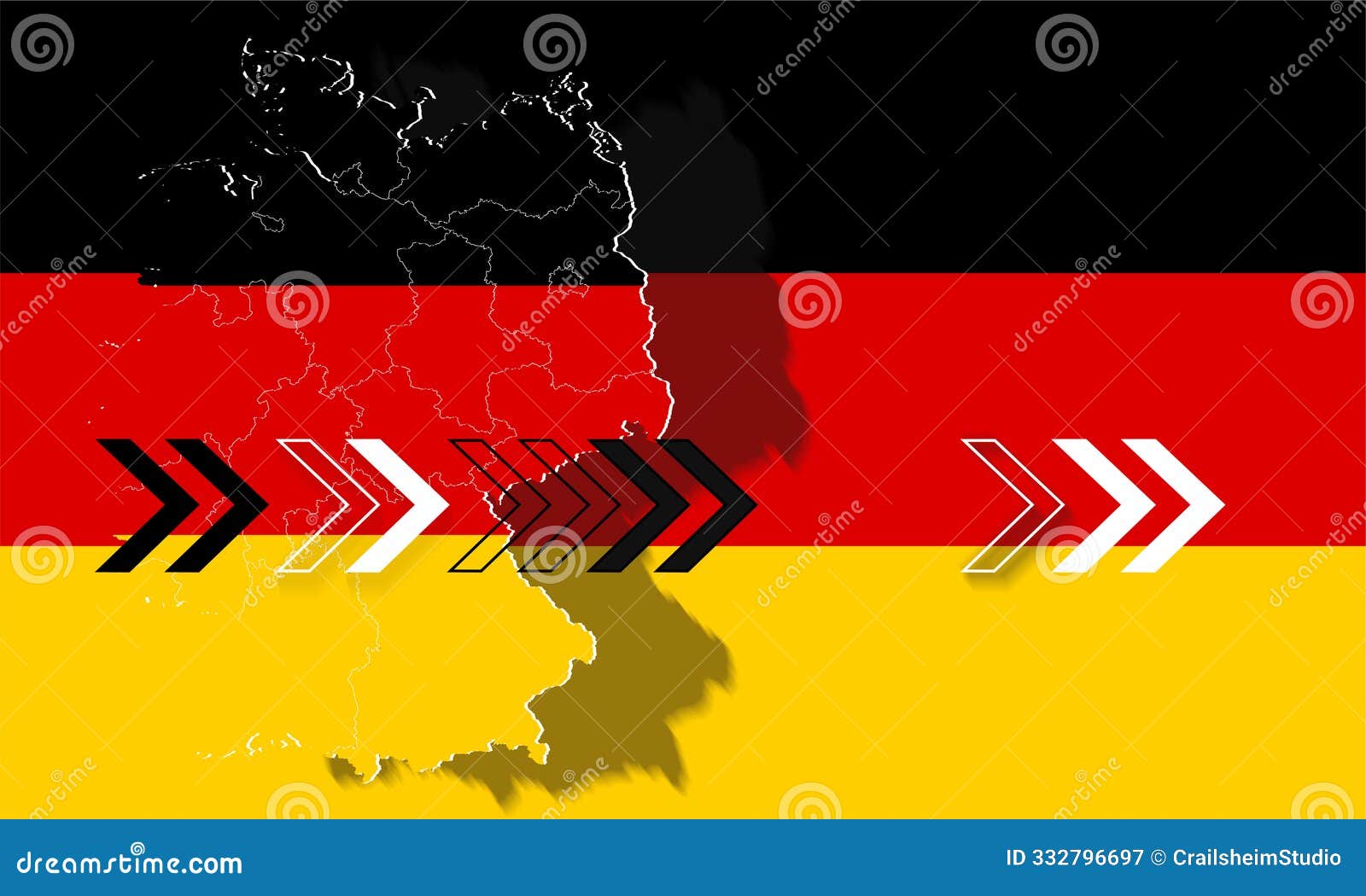 Map of Germany with Federal State Borders in Flag Colors, Featuring ...