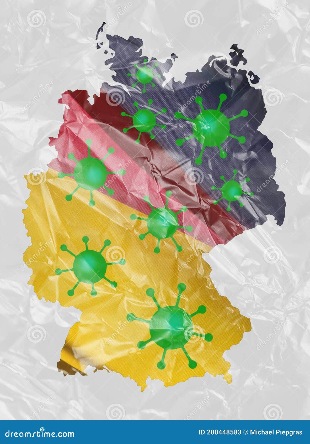 Map of Germany with Flag and Corona Virus for Lockdown Stock ...
