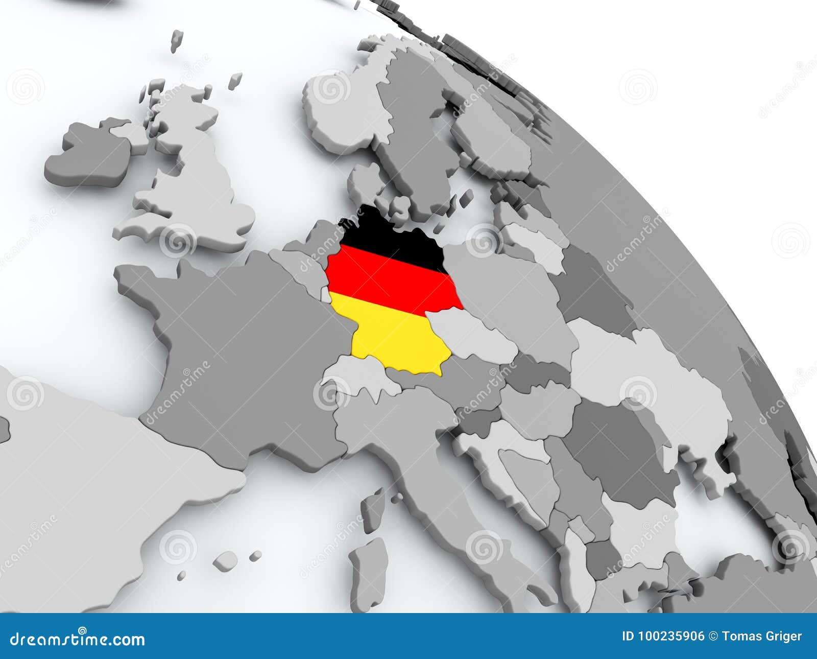 Map of Germany with Flag on Globe Stock Illustration - Illustration of ...