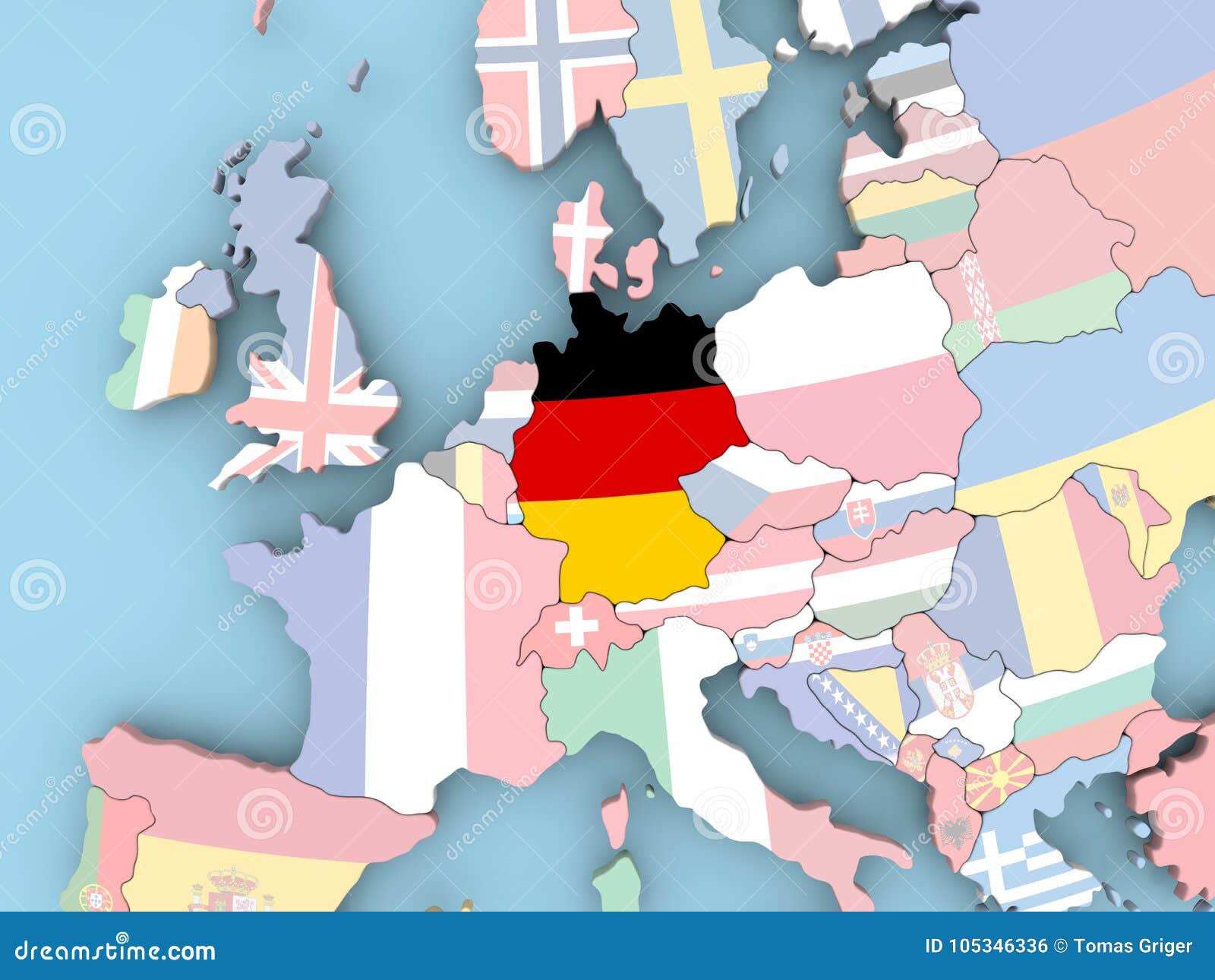 Map of Germany with Flag on Globe Stock Illustration - Illustration of ...