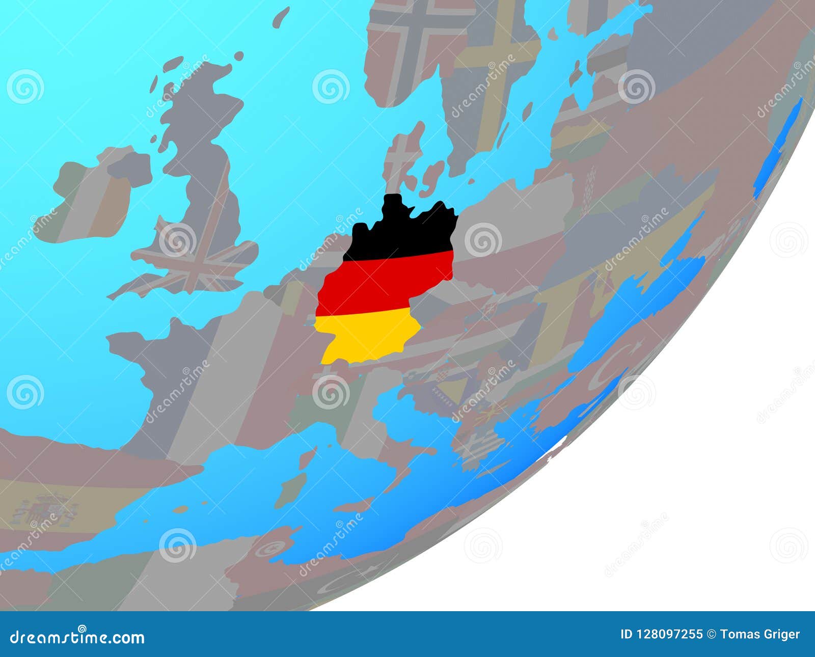 Map Of Germany With Flag On Globe Stock Illustration - Illustration of ...