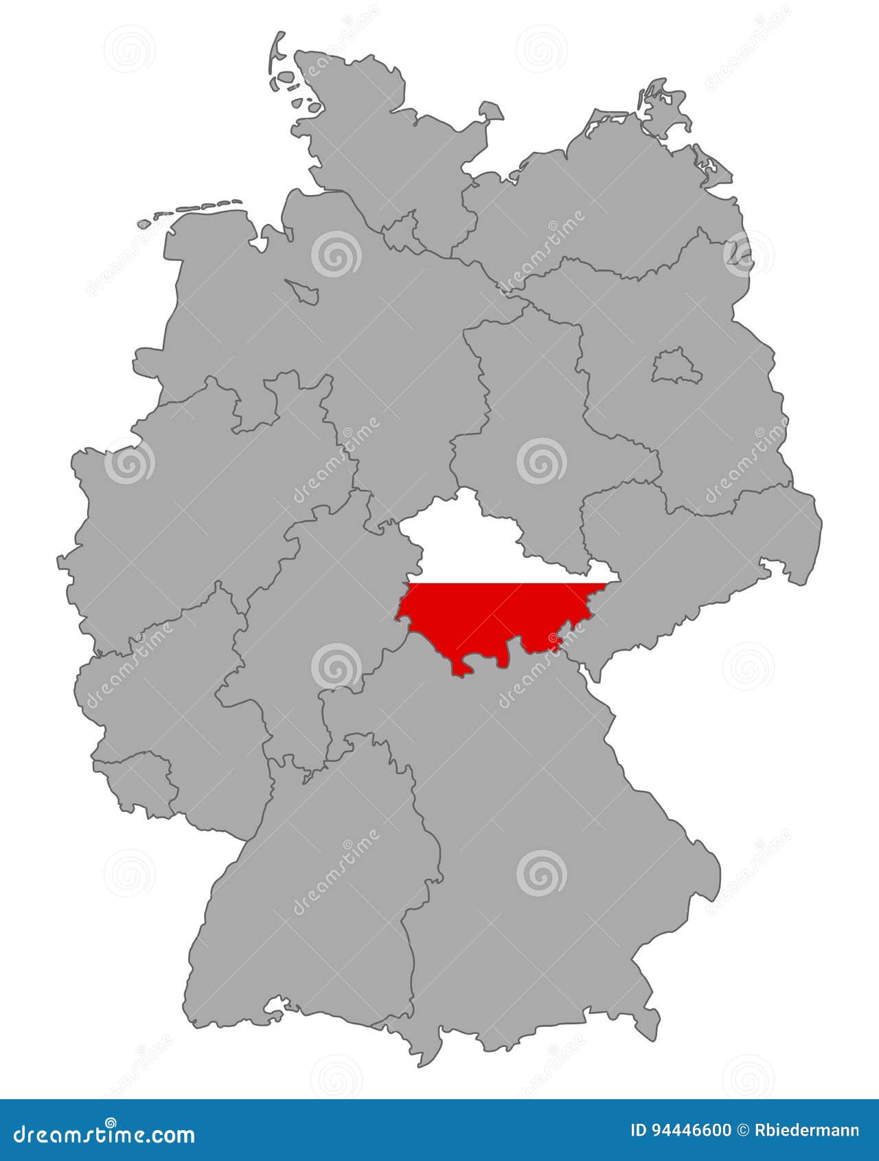 Map of Germany with Flag of Thuringia Stock Vector - Illustration of ...