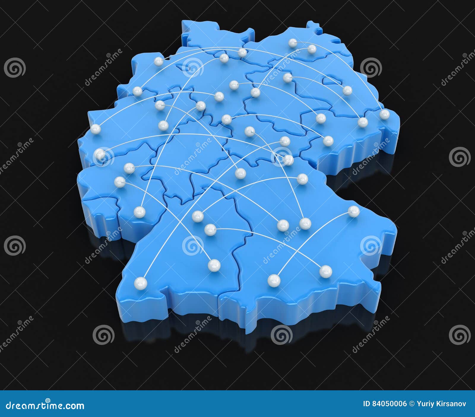 Map of Germany with Flight Paths Stock Illustration - Illustration of ...
