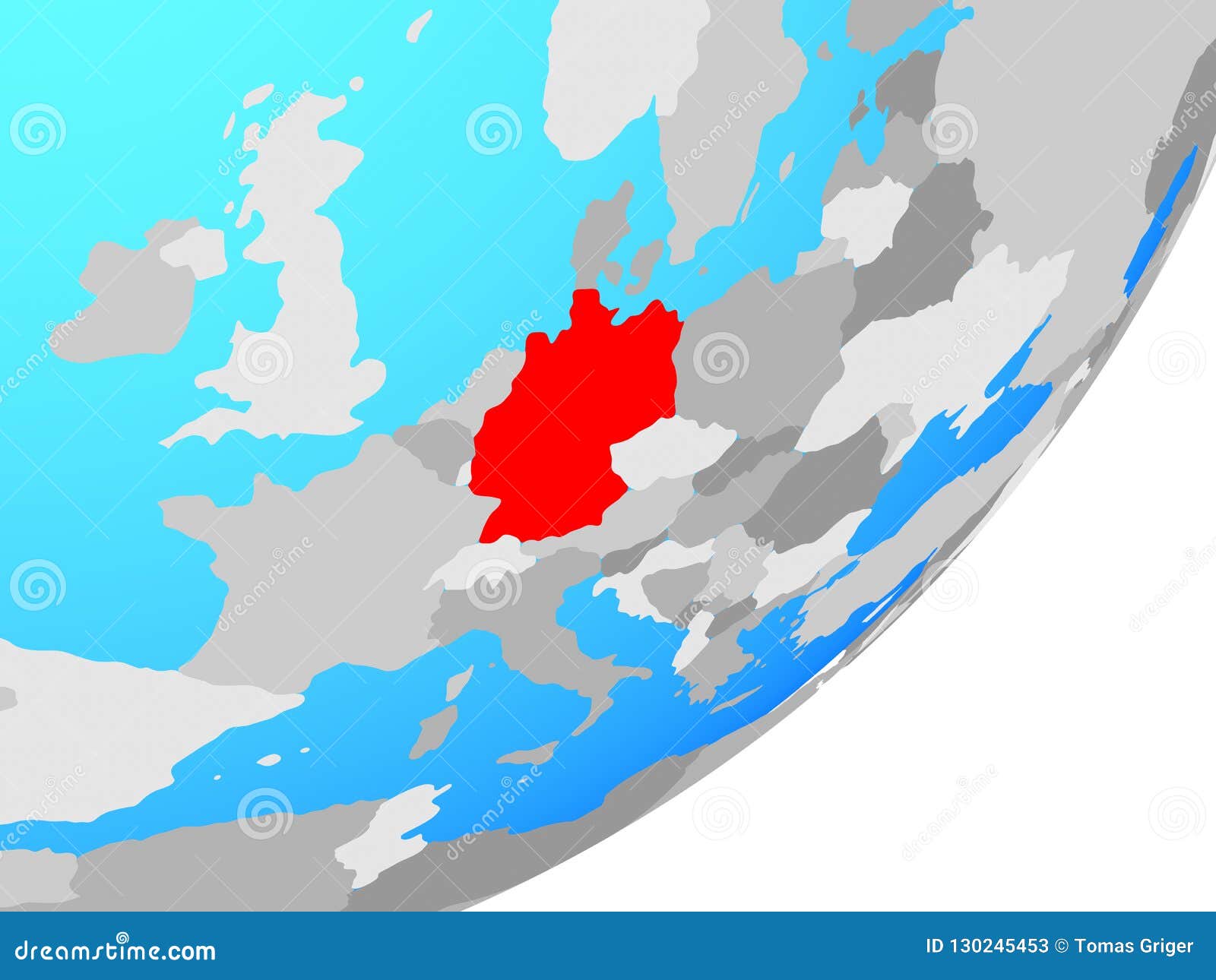 Map of Germany on globe stock illustration. Illustration of render ...