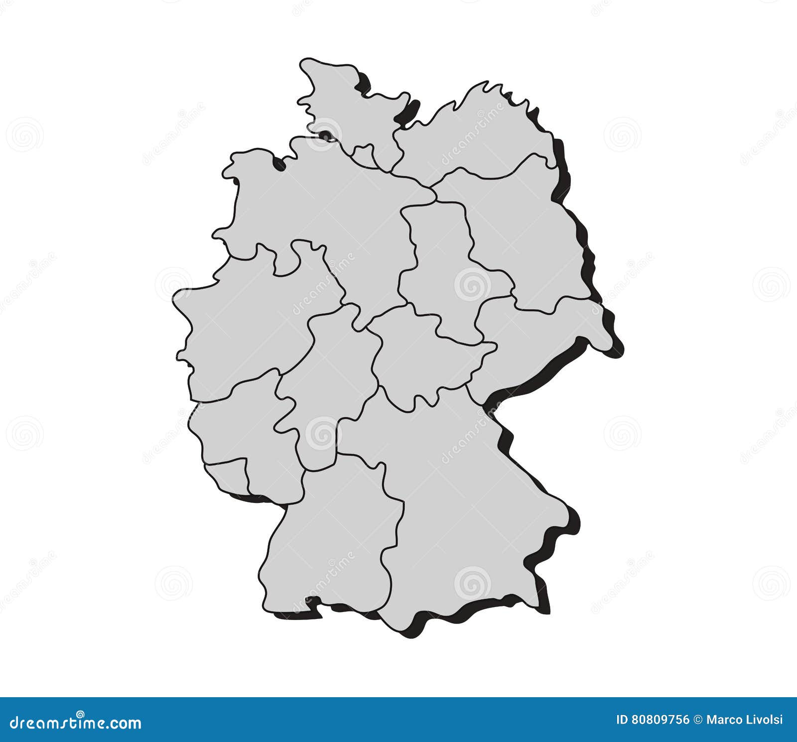 Map of Germany Illustrated with Regions Stock Illustration ...