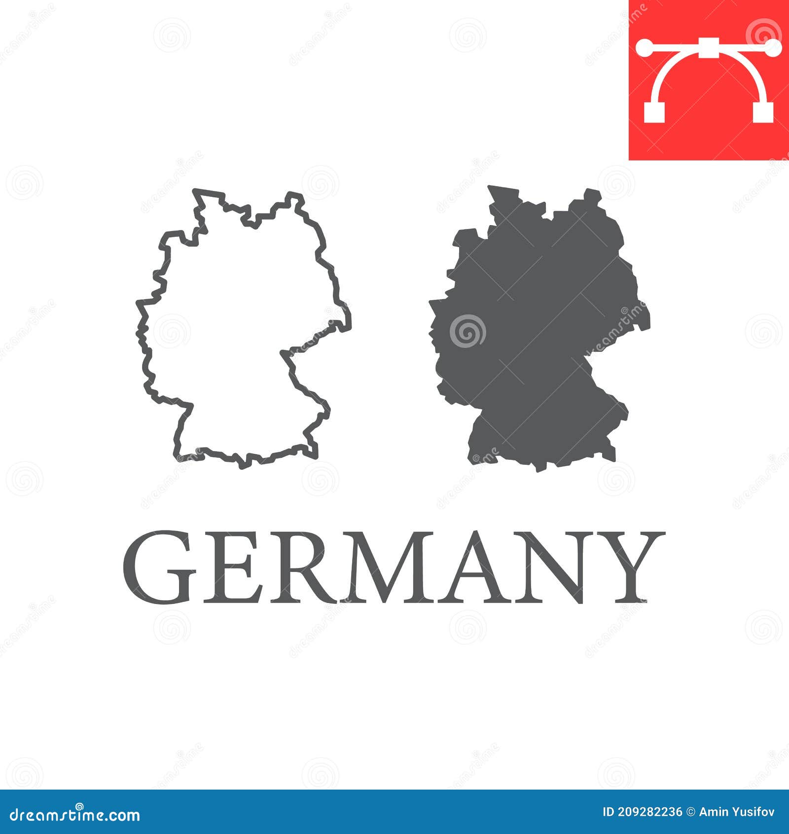 Germany Map Line Contour Vector Silhouette Illustration Isolated On ...