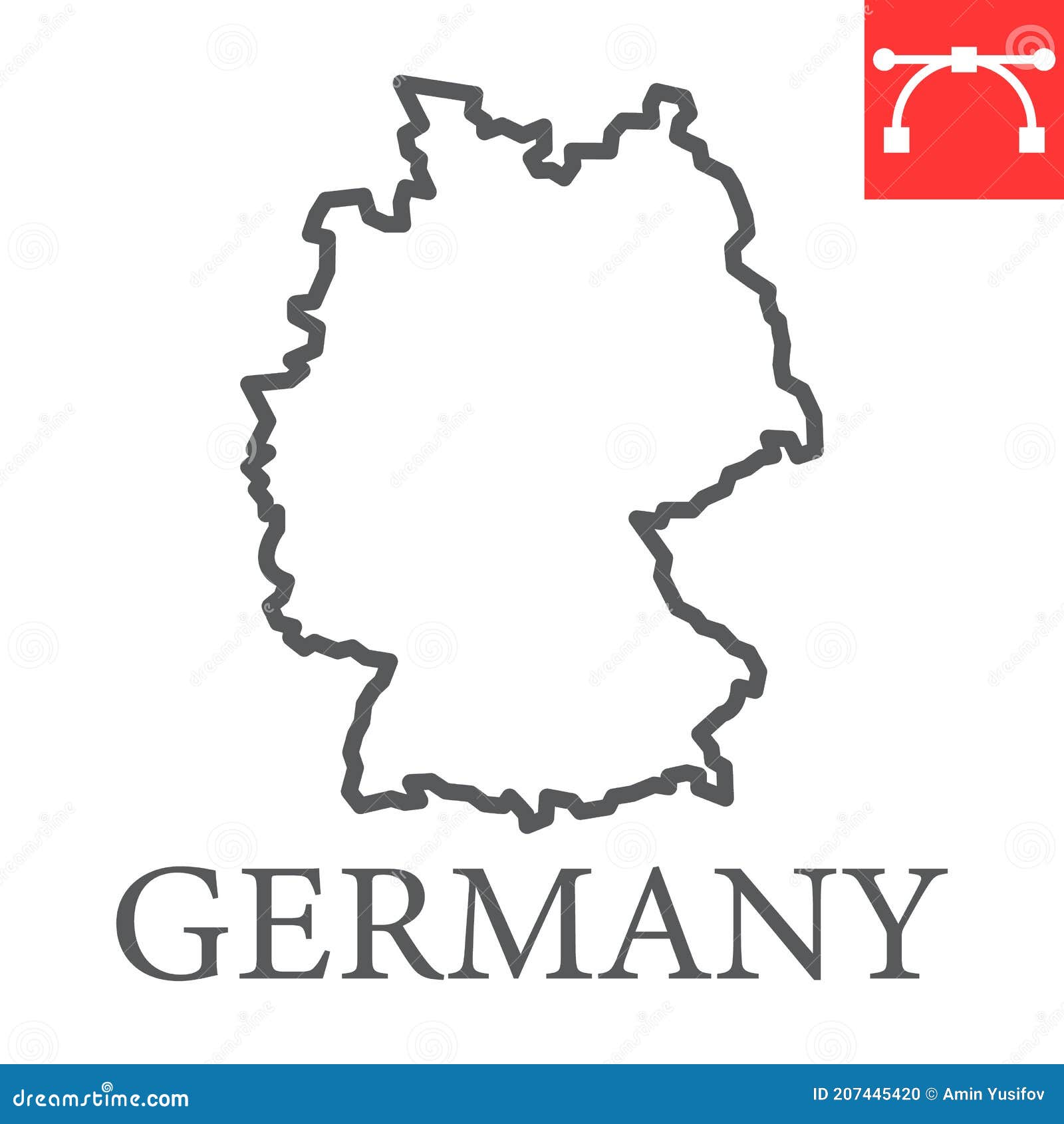 Map of Germany Line Icon, Country and Geography, Germany Map Sign ...
