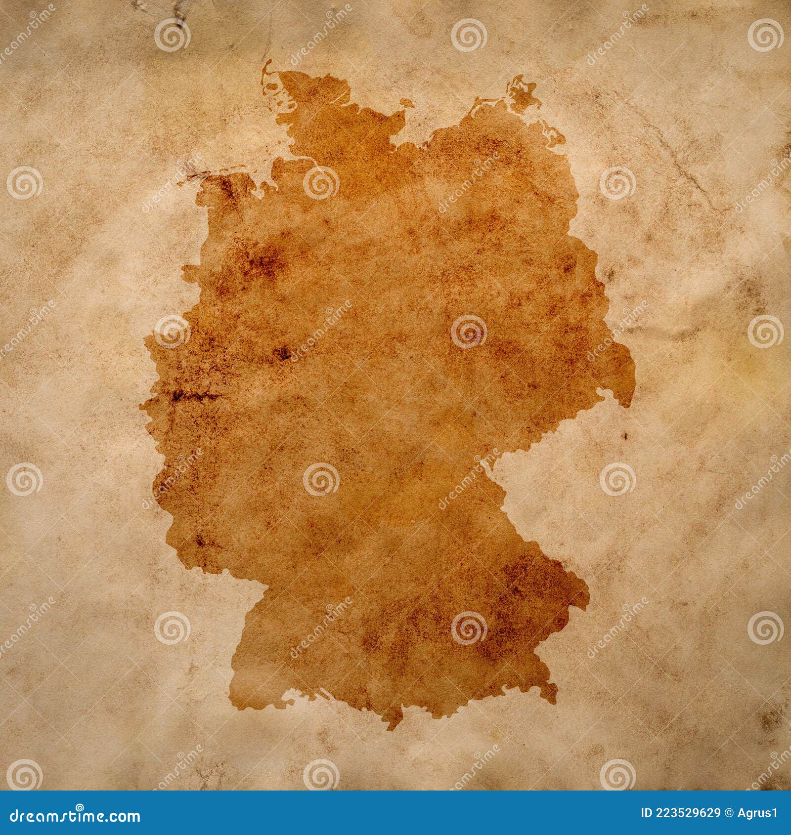 Map of Germany on Old Grunge Brown Paper Stock Image - Image of brown ...