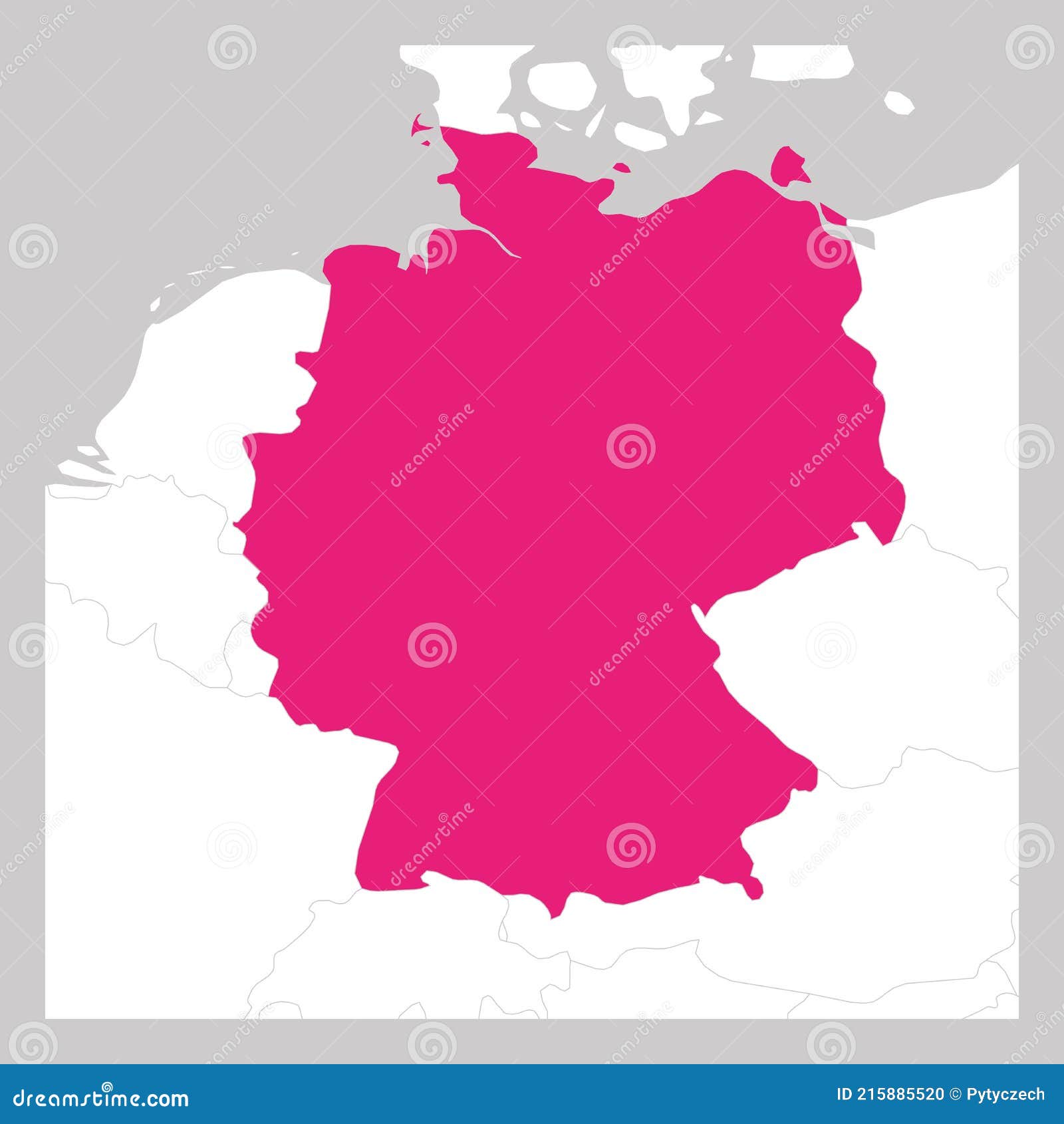 Map of Germany Pink Highlighted with Neighbor Countries Stock Vector ...