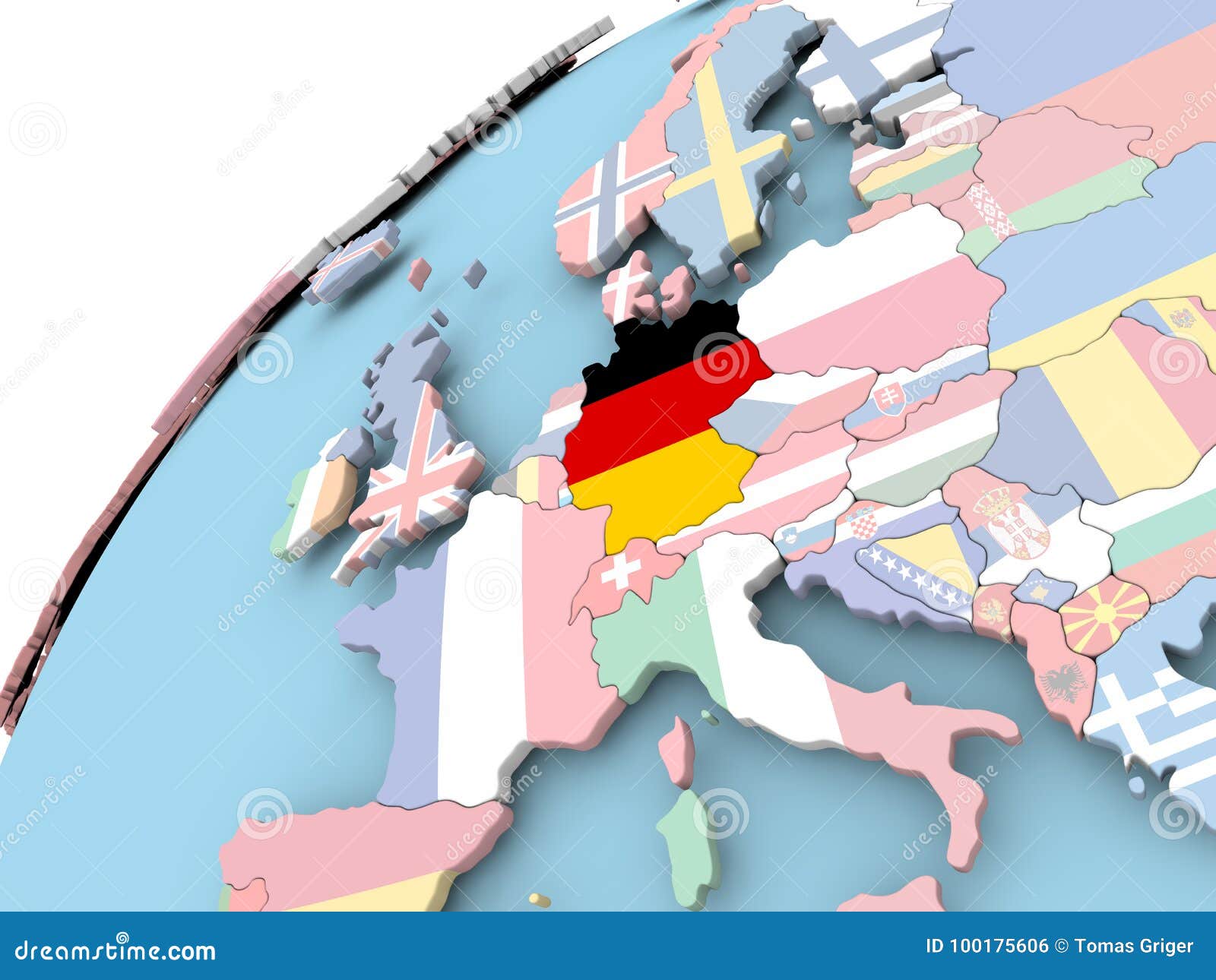 Germany on globe with flag stock illustration. Illustration of travel ...