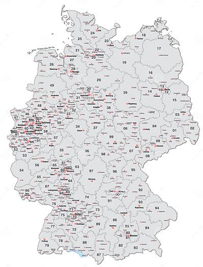 Map of Germany with Postcodes in Gray Stock Vector - Illustration of ...