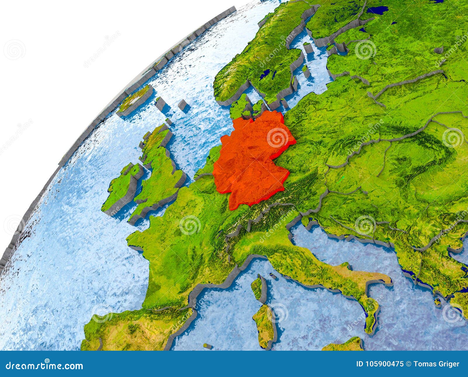 Map of Germany in Red on Globe Stock Illustration - Illustration of ...