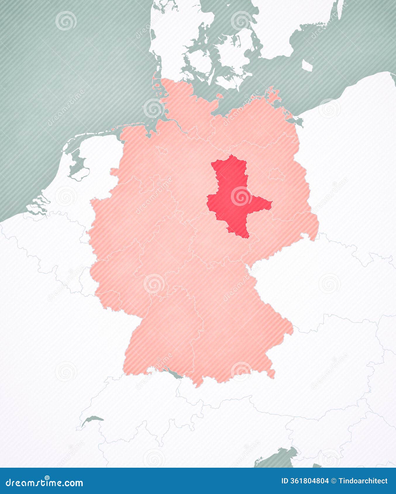 Saxony-Anhalt Map, German State. Germany Administrative Regions And ...