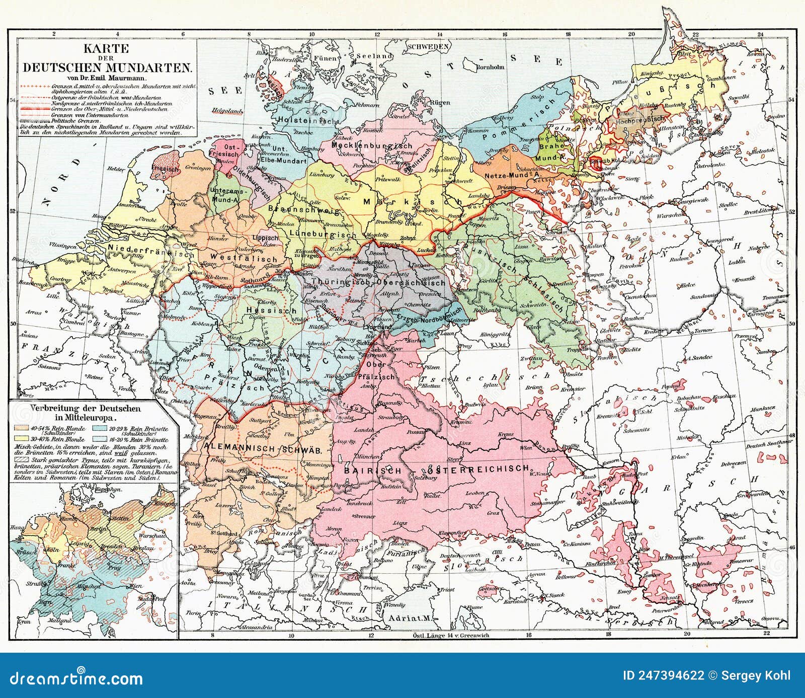 Map Of Germany Showing Regions With Different Dialects Of The German ... Map Of Germany Showing Regions With Different Dialects Of The German ...