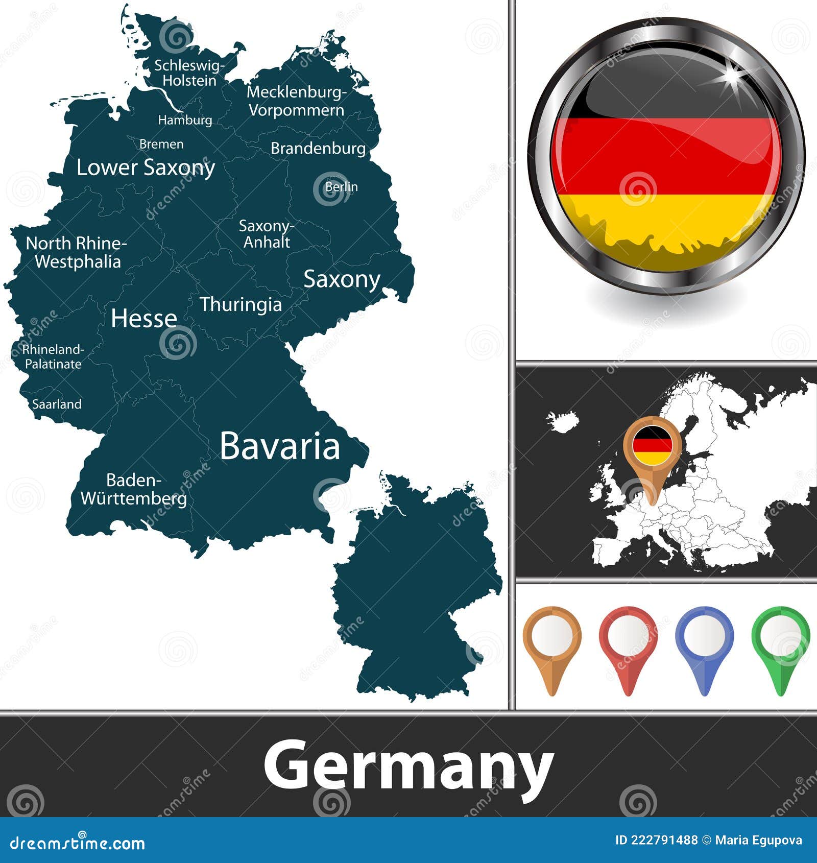 Map of Germany stock vector. Illustration of regions - 222791488