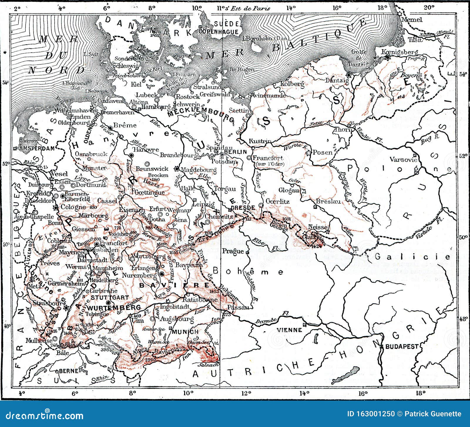 Map of Germany, Vintage Engraving Stock Photo - Image of germany, white ...